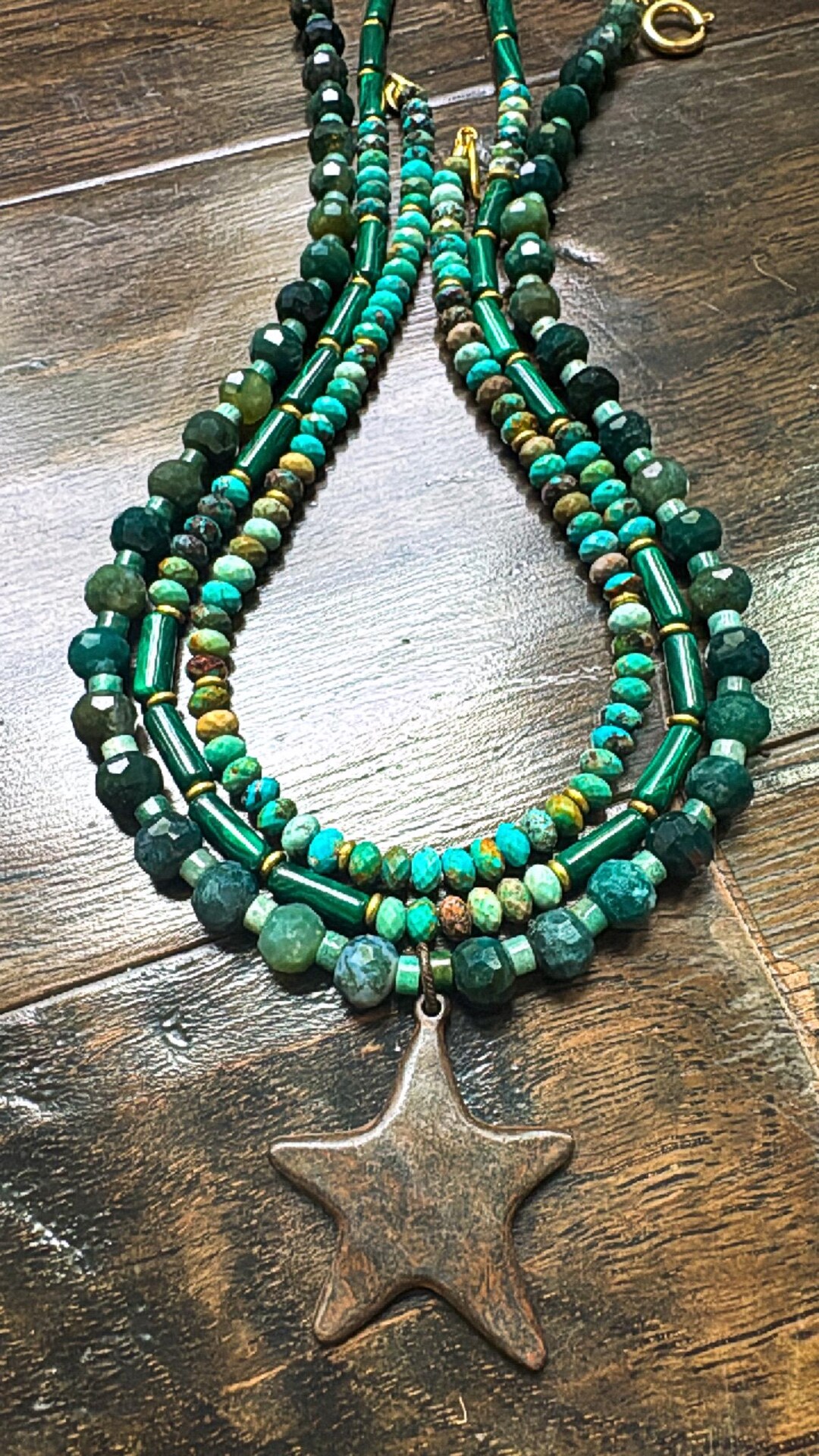 Sweet and Stone Ooak Malachite Turquoise Moss Agate Gorgeous Everyday ...
