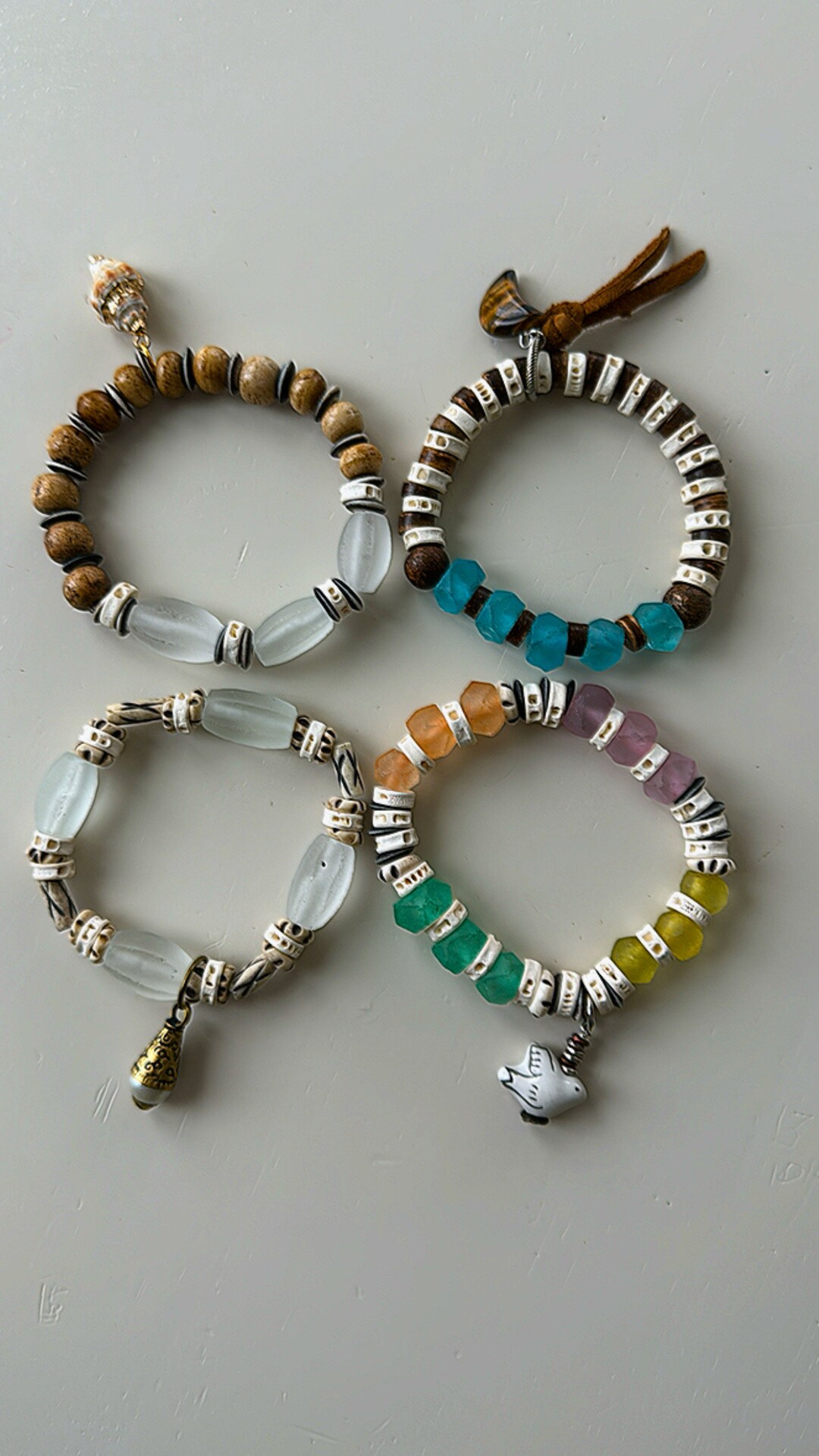 Beach Bone Sweet and Stone Ooak Boho Stretch Stack Everyday Earthy Fun ...