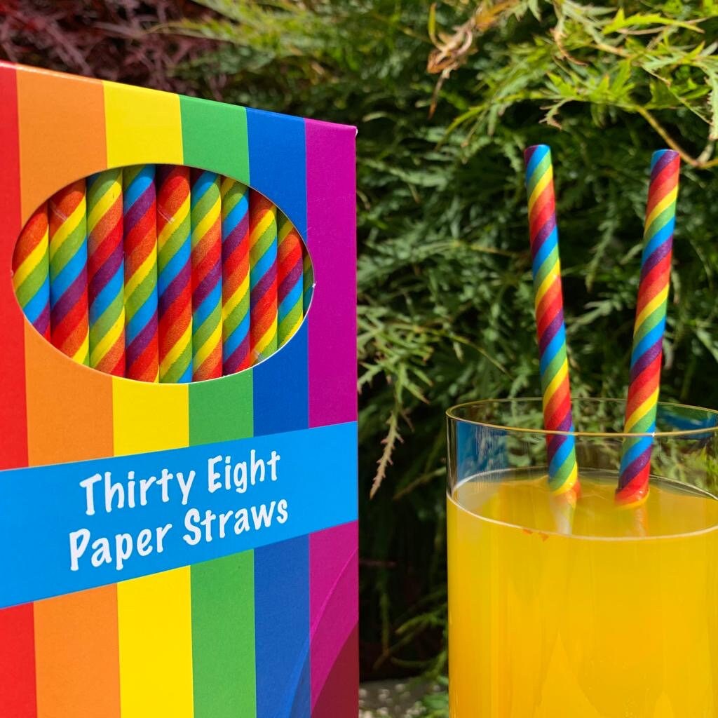 Rainbow Paper Drinking Straws Box of 38 Eco Friendly Straws - Etsy
