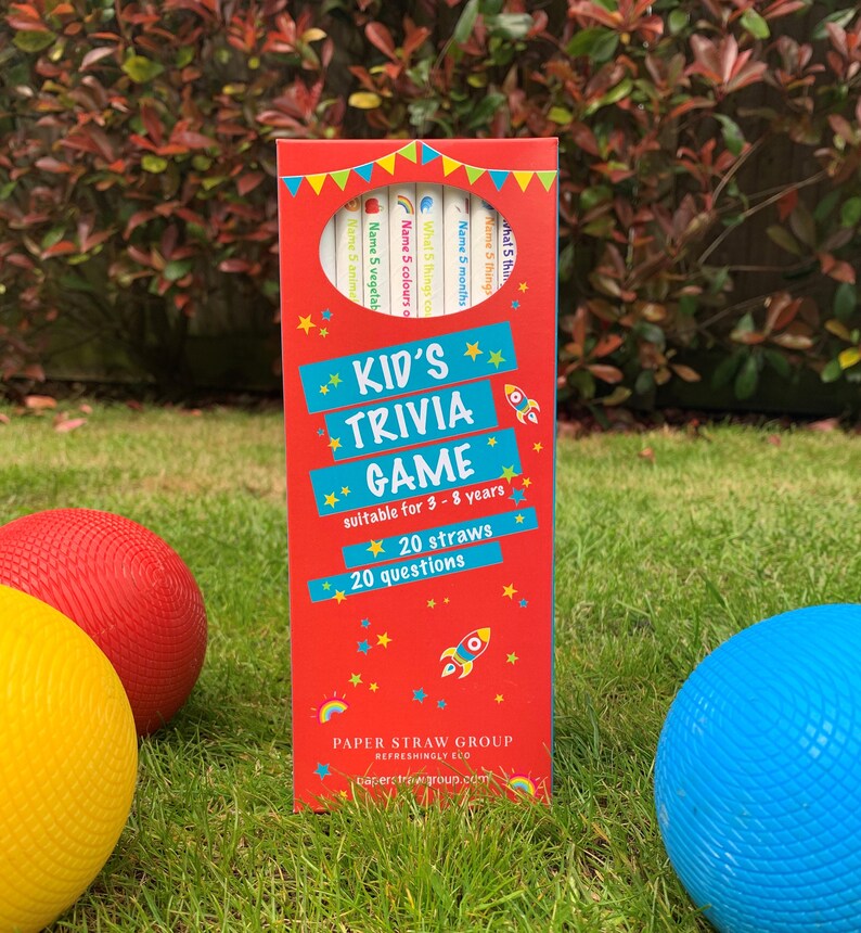 Kids 'trivia' Game Straws Box of 20 Eco Friendly - Etsy