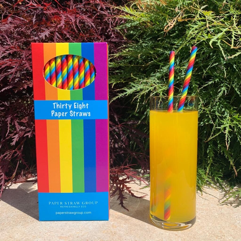 Rainbow Paper Drinking Straws Box of 38 Eco Friendly Straws - Etsy