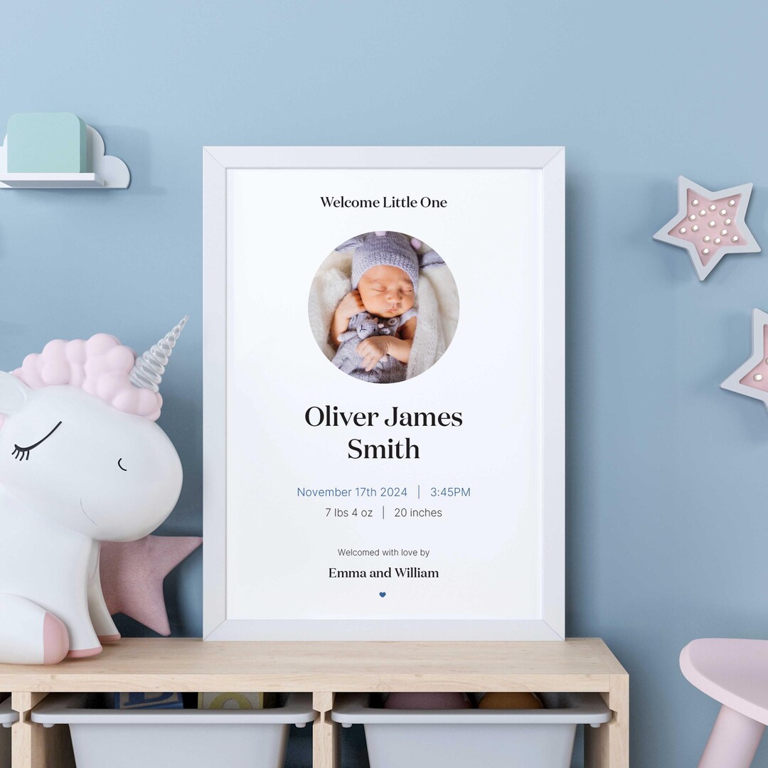 New Baby Poster - New Baby Gift - New Born Gift - Personalised Baby ...