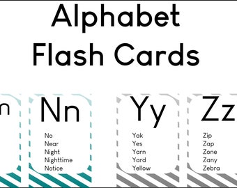 Alphabet Black White Flash Cards - Etsy