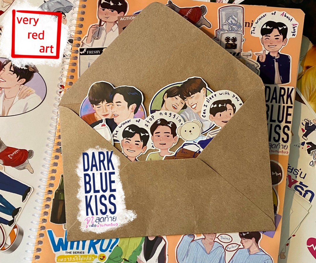 Dark Blue Kiss 12 Stickers Thai BL Series Sanmork Stickers Taynew ...