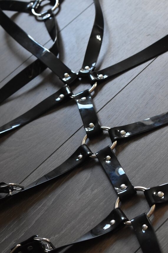 Black PVC Bodyharness - Etsy