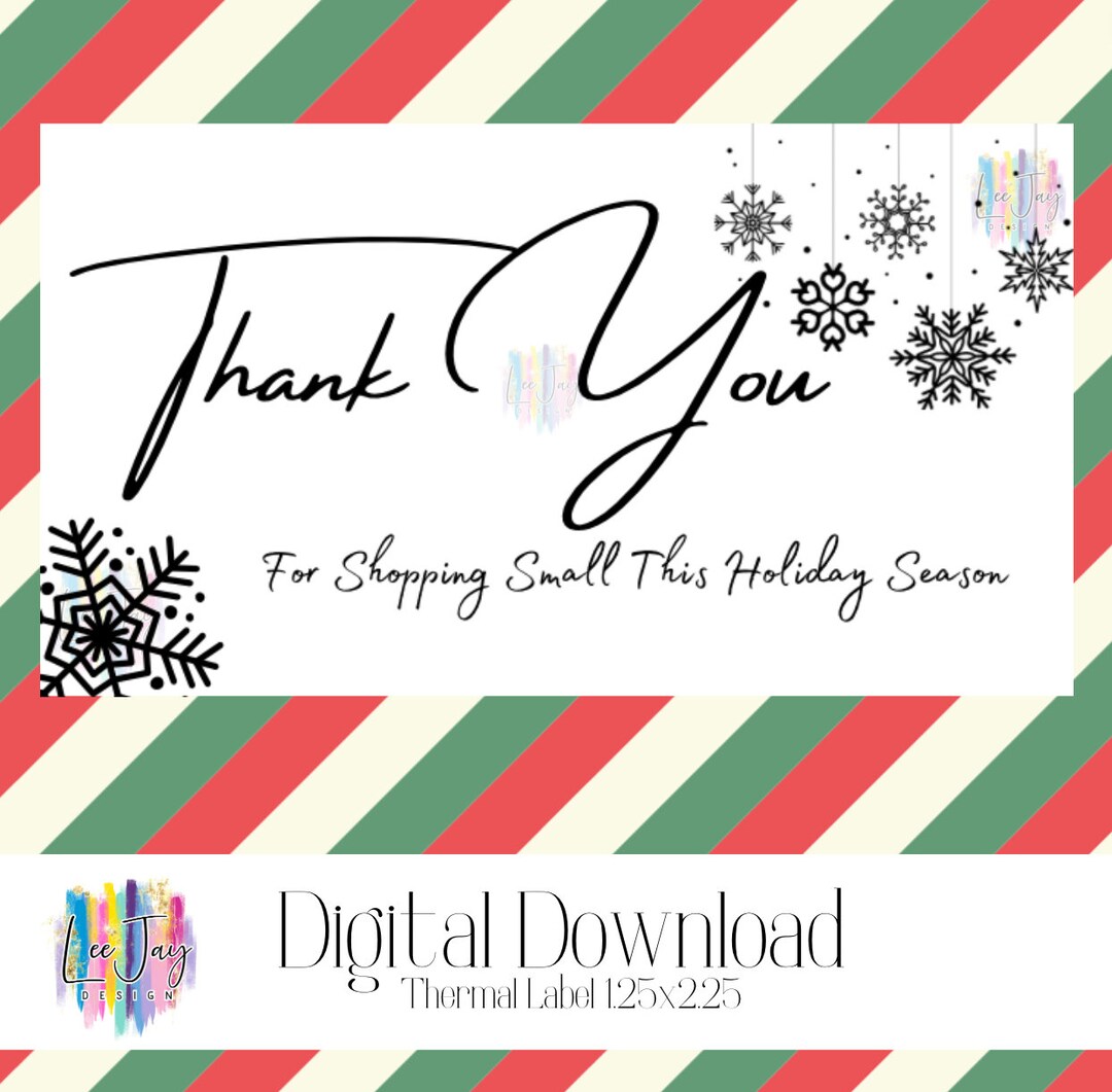 Thankyou for Shopping Small This Holiday Season-png Thermal Sticker - Etsy