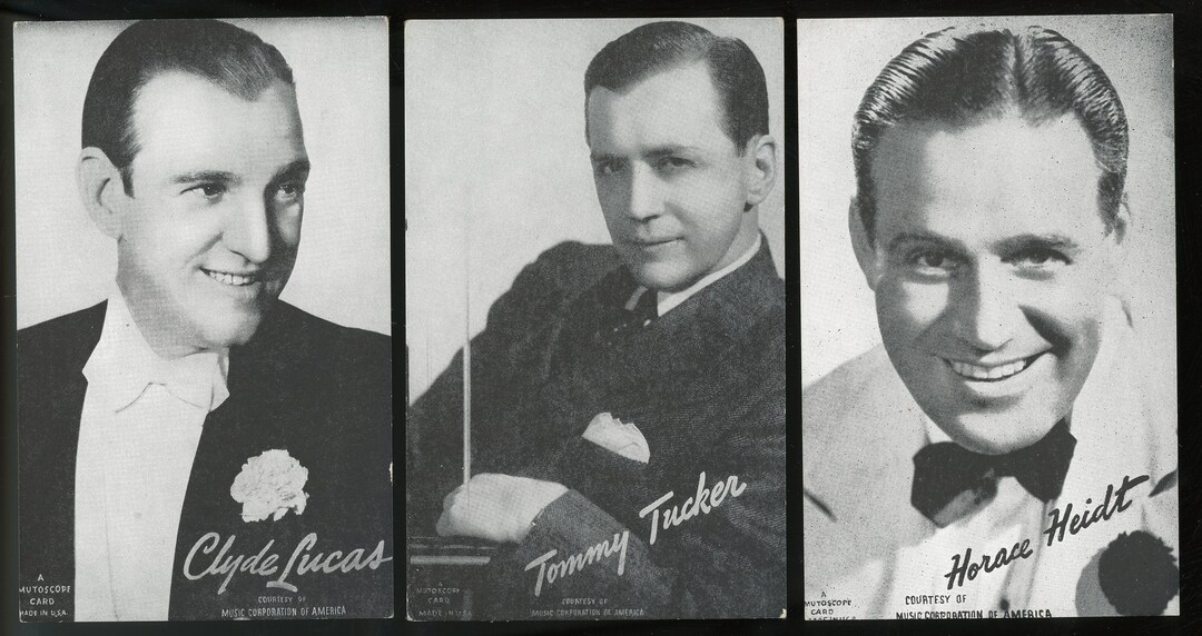 3 Unused Mutoscope Postcards of Big Band Leaders. Clyde Lucas. Tommy ...