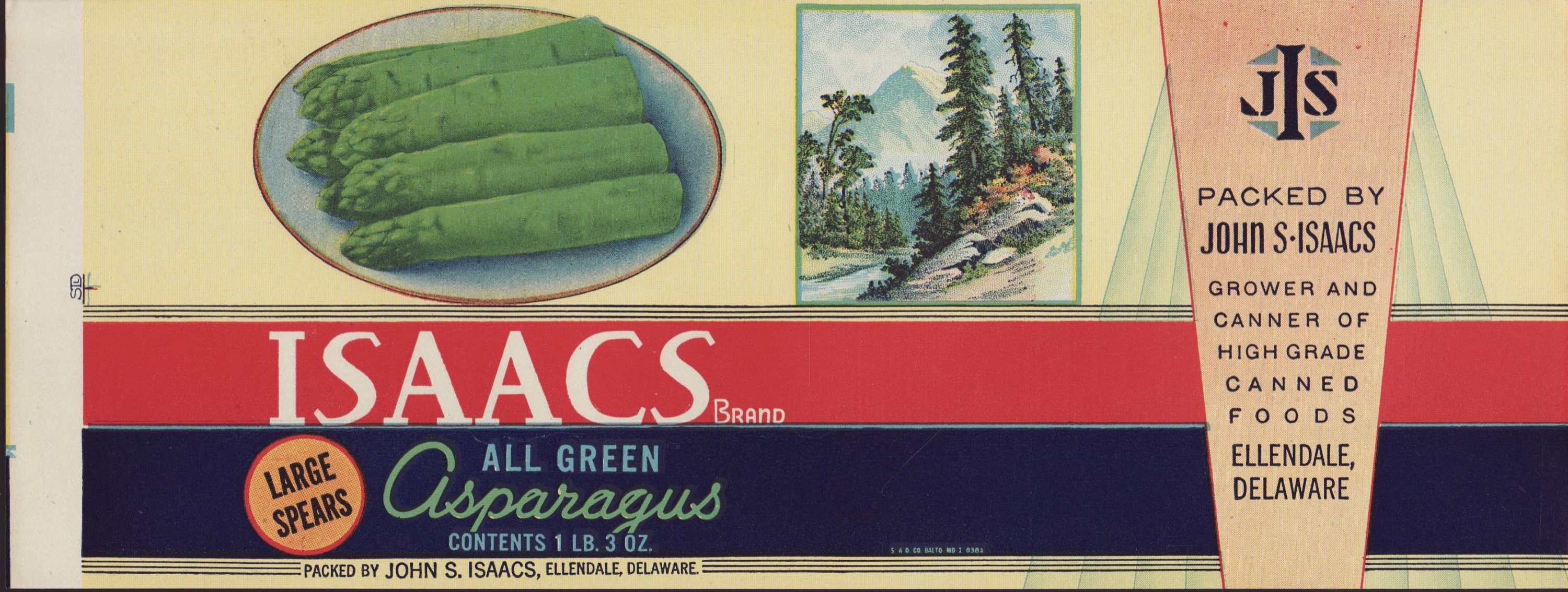 Vintage Canning Label - Isaacs Brand Asparagus - Ellendale, Maryland ...