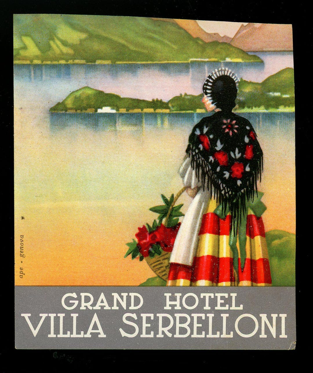Vintage Jet Set Luggage Label - Grand Hotel Villa Serbelloni, Como ...
