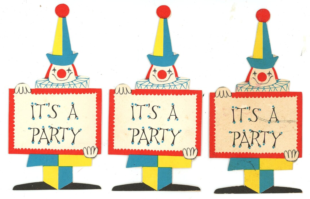 3 Vintage Hallmark Party Invitations Clowns. - Etsy