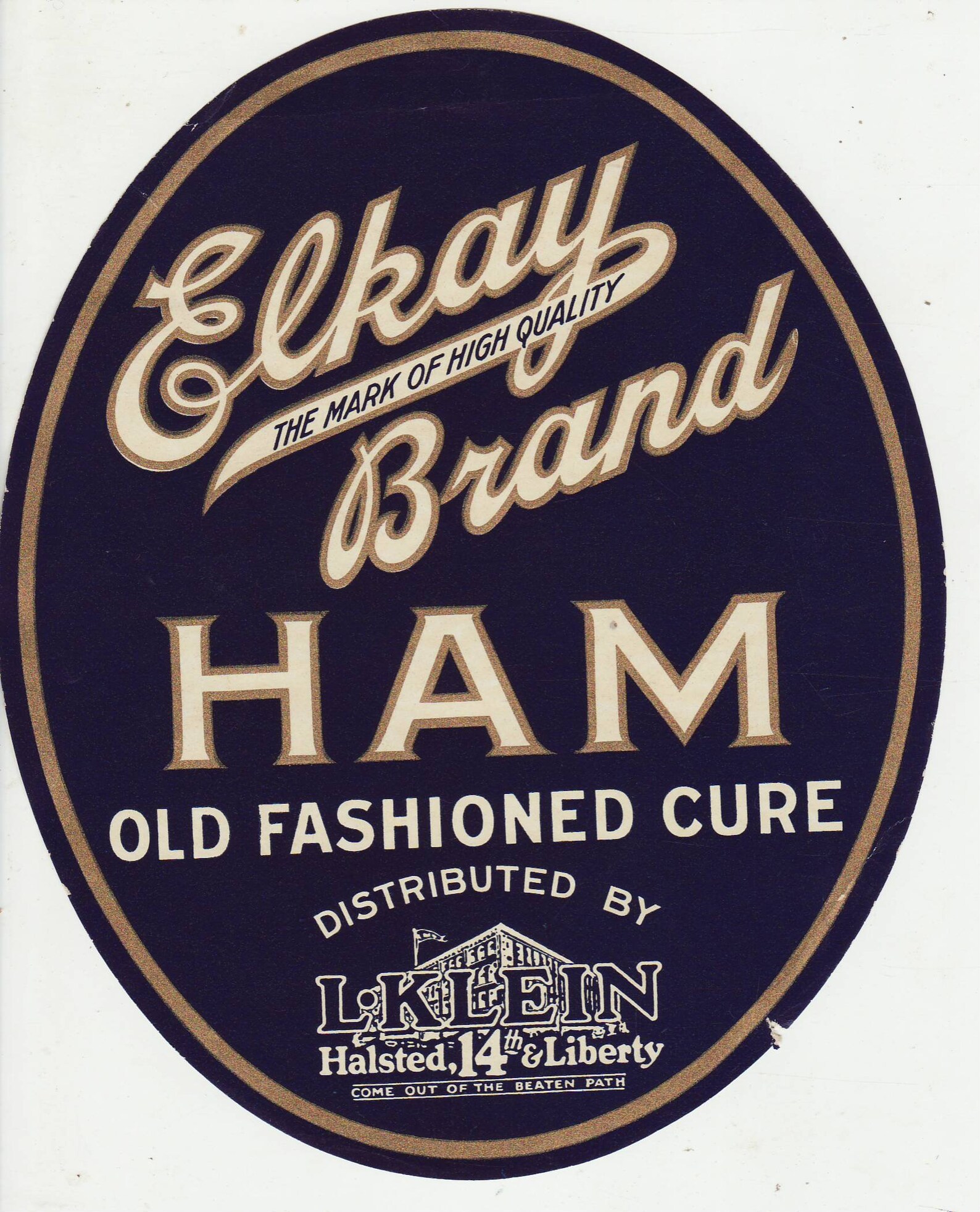 Vintage Unused Ham Label - Elkay Brand, L. Klein Store - Chicago West ...