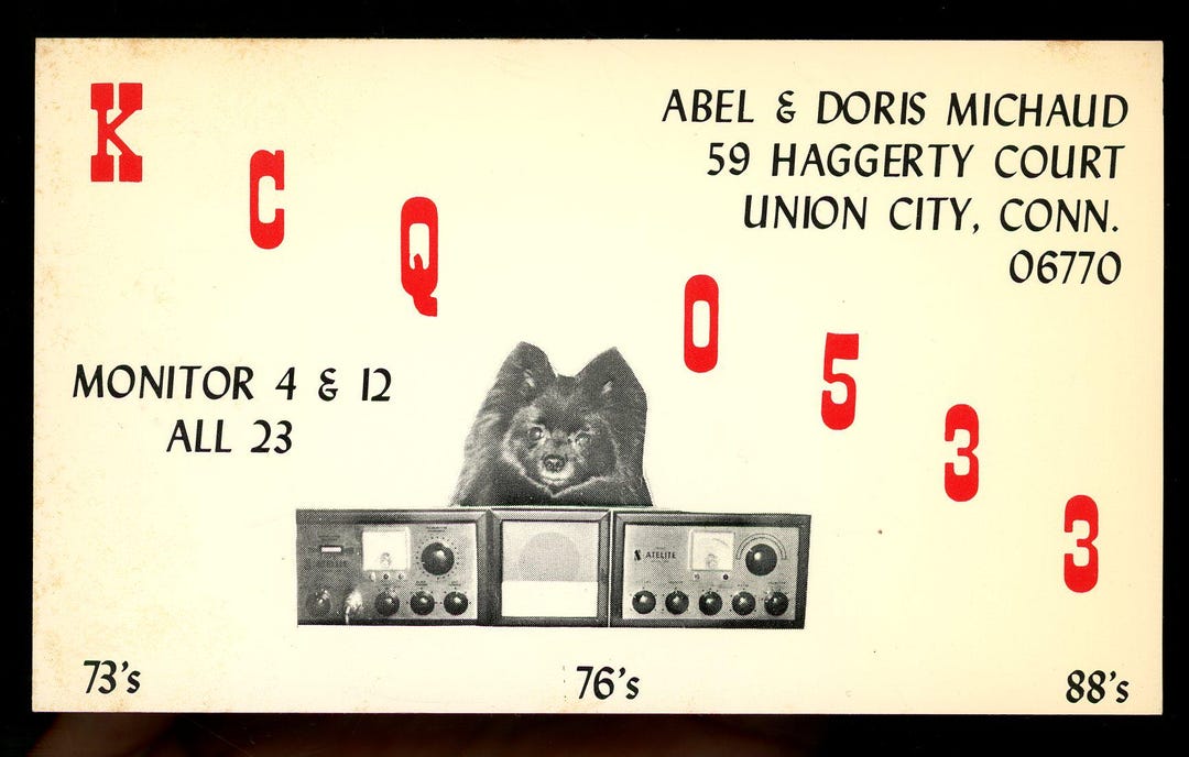 Vintage QSL Card. Radio. Union City, Connecticut. Pomeranian Dog. - Etsy