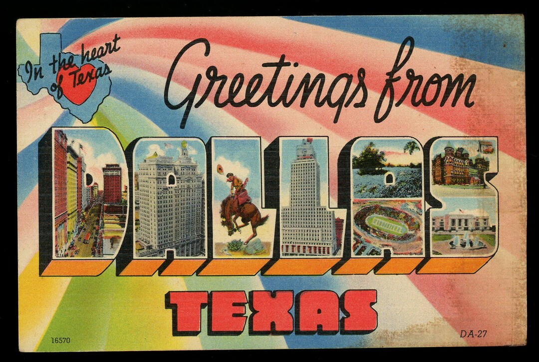 Vintage Large Letter Postcard. Greetings From Dallas, Texas. 1948 ...