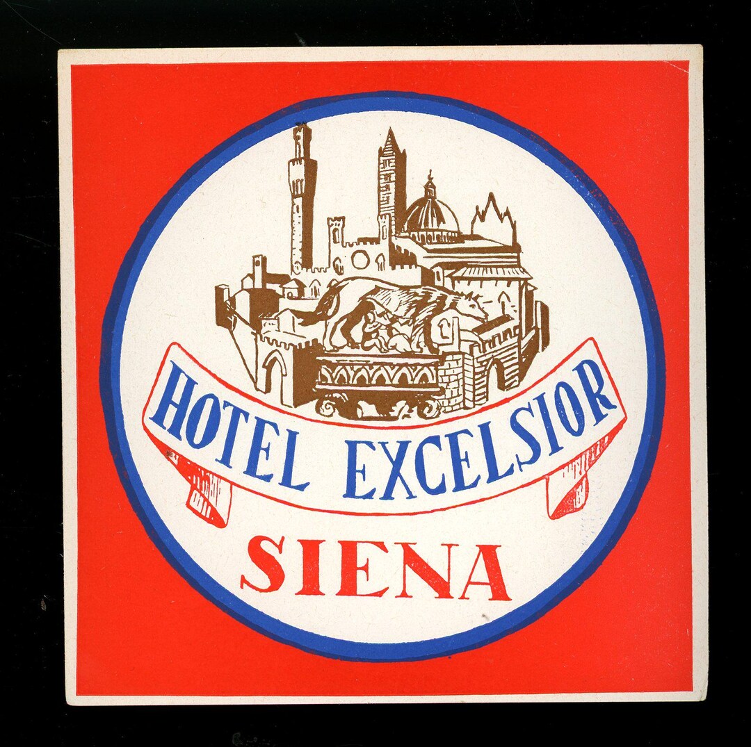Vintage Jet Set Luggage Label - Hotel Excelsior, Siena, Italy. - Etsy