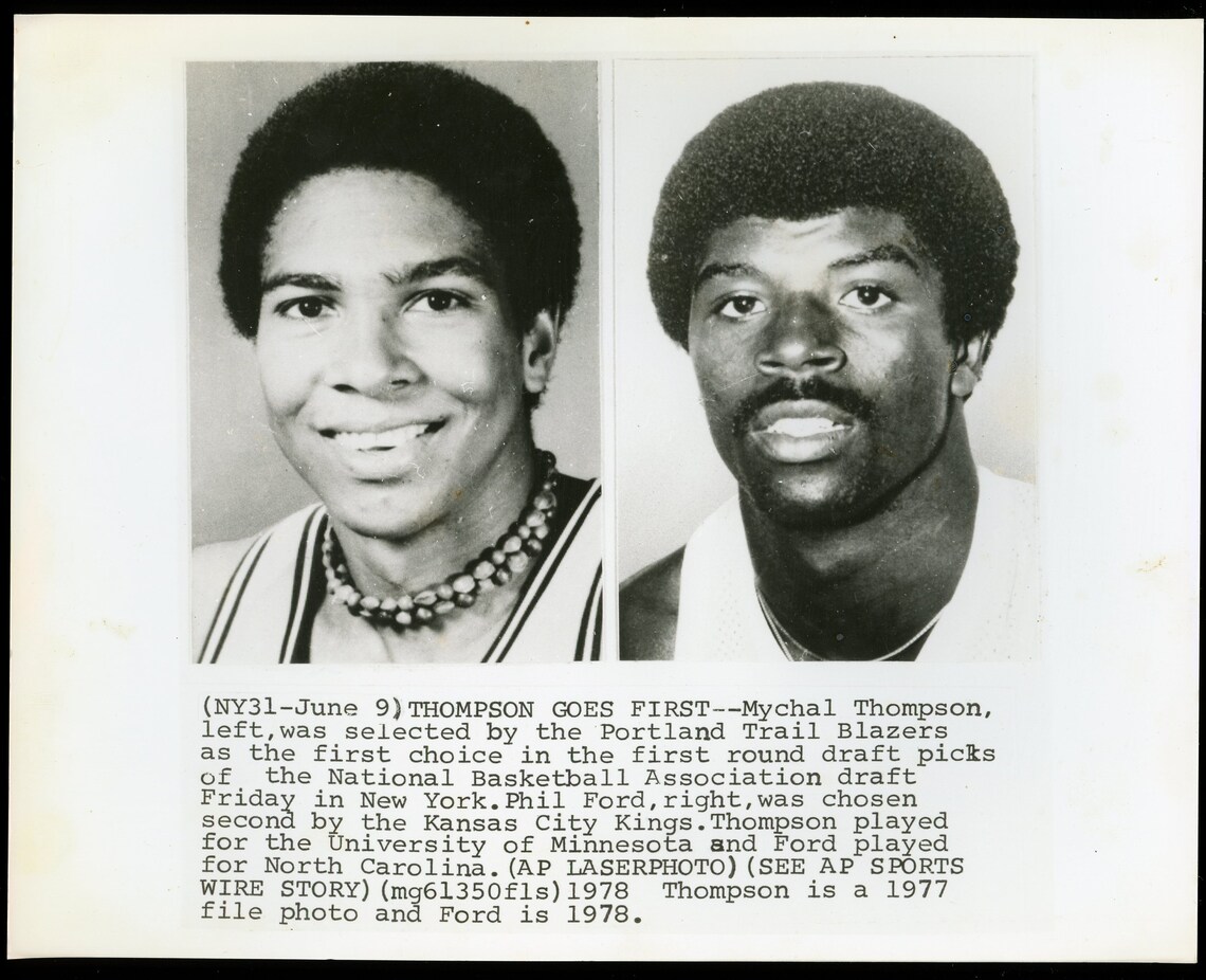 Type III 8" X 10" B/w Press Photo. 1978. NBA Draft. Mychal Thompson and ...