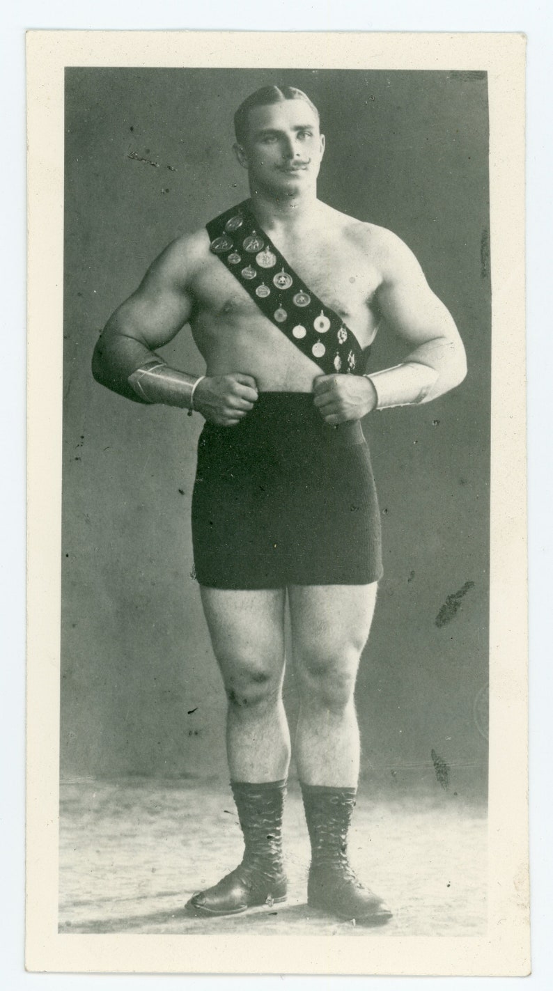 Vintage Photo. Strongman With Sash and Handlebar Moustache. | Etsy