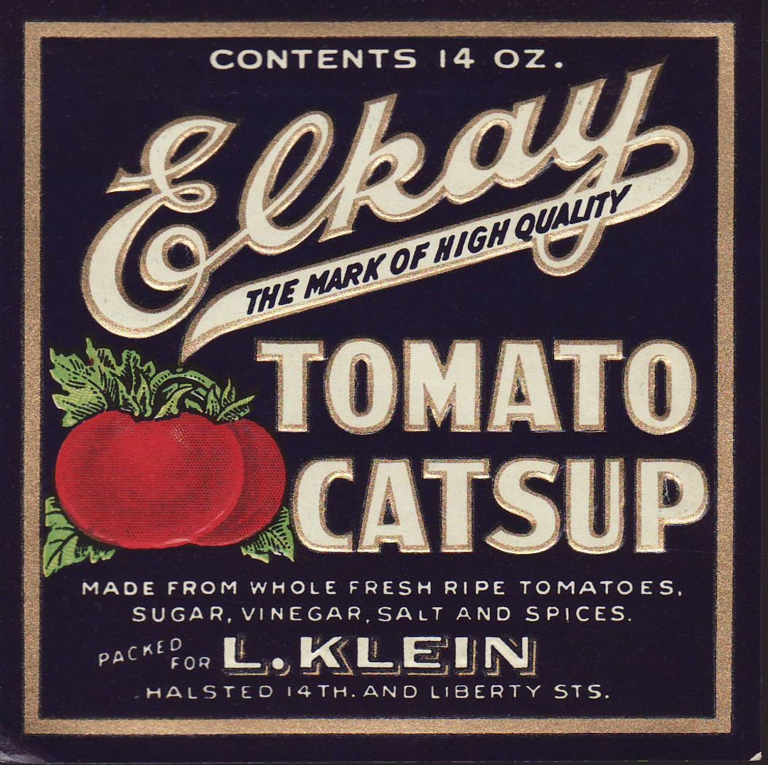 Vintage Unused Tomato Catsup Label - Elkay Brand. L. Klein, Chicago. - Etsy