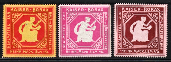 3 Embossed Poster Stamps Kaiser Borax Soap Ulm Germany - Etsy