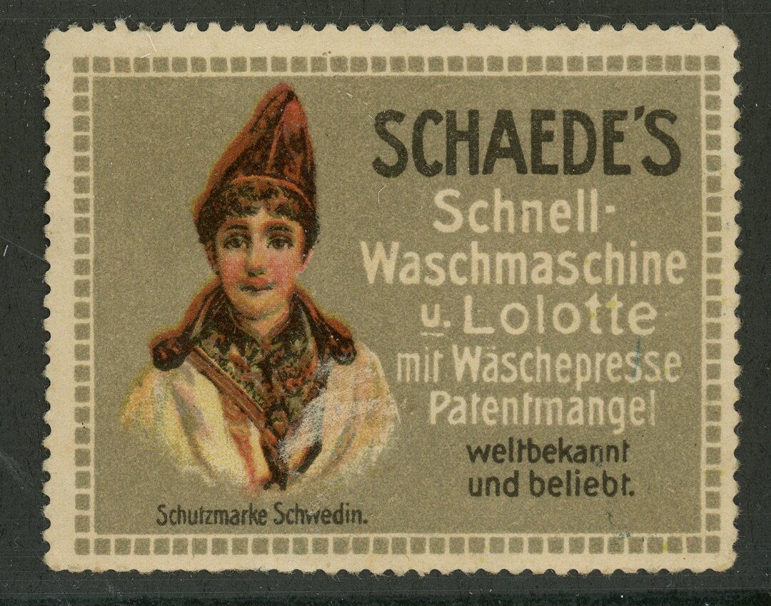 Antique Poster Stamp. Schaede's High=speed Washing Machines (germany ...