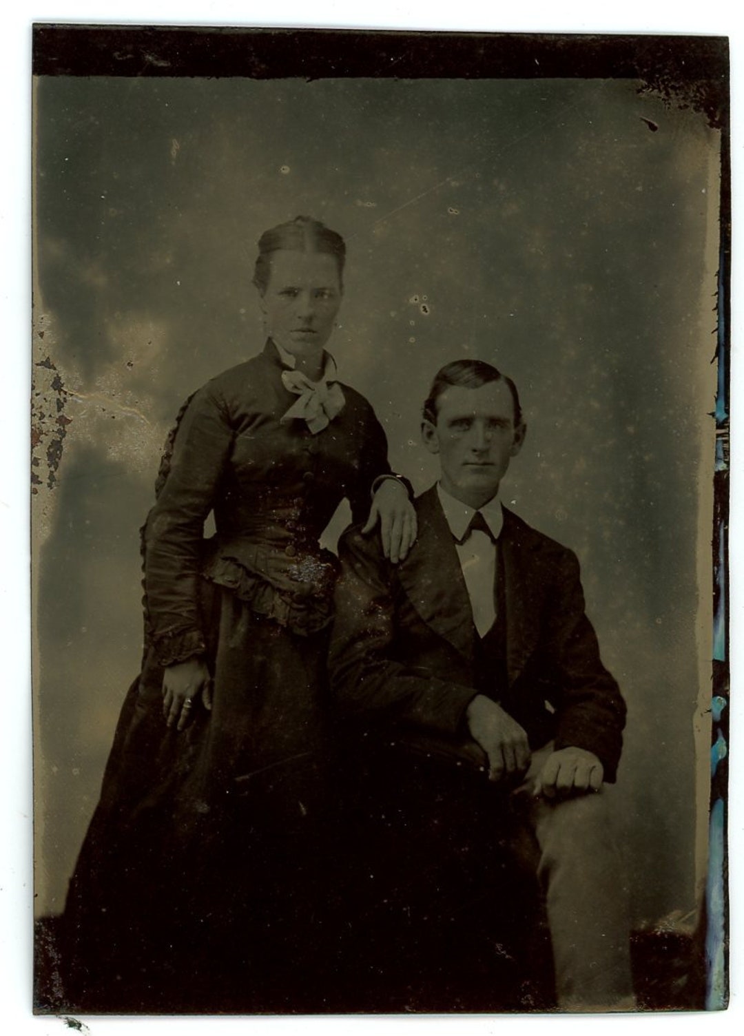 Antique Tintype Photograph. Couple Posing. - Etsy