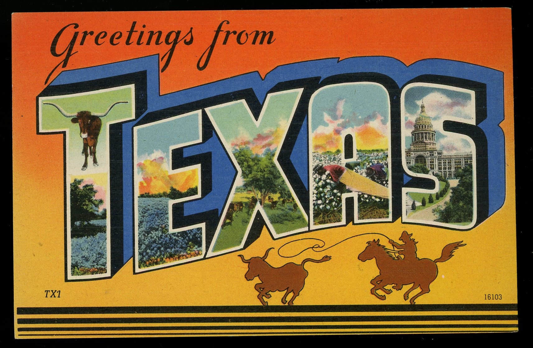 Antique Large Letter Linen Postcard Greetings From Texas - Etsy