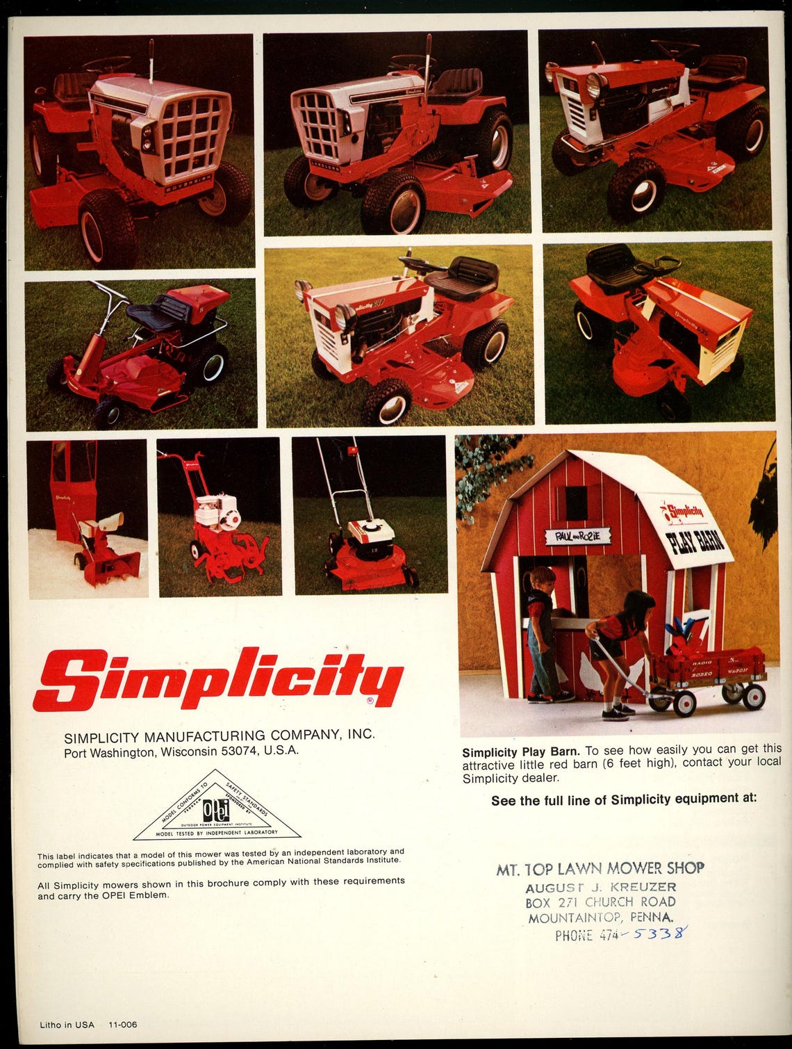 Vintage Simplicity Tractors and Riding Mower Advertising Brochure. C ...