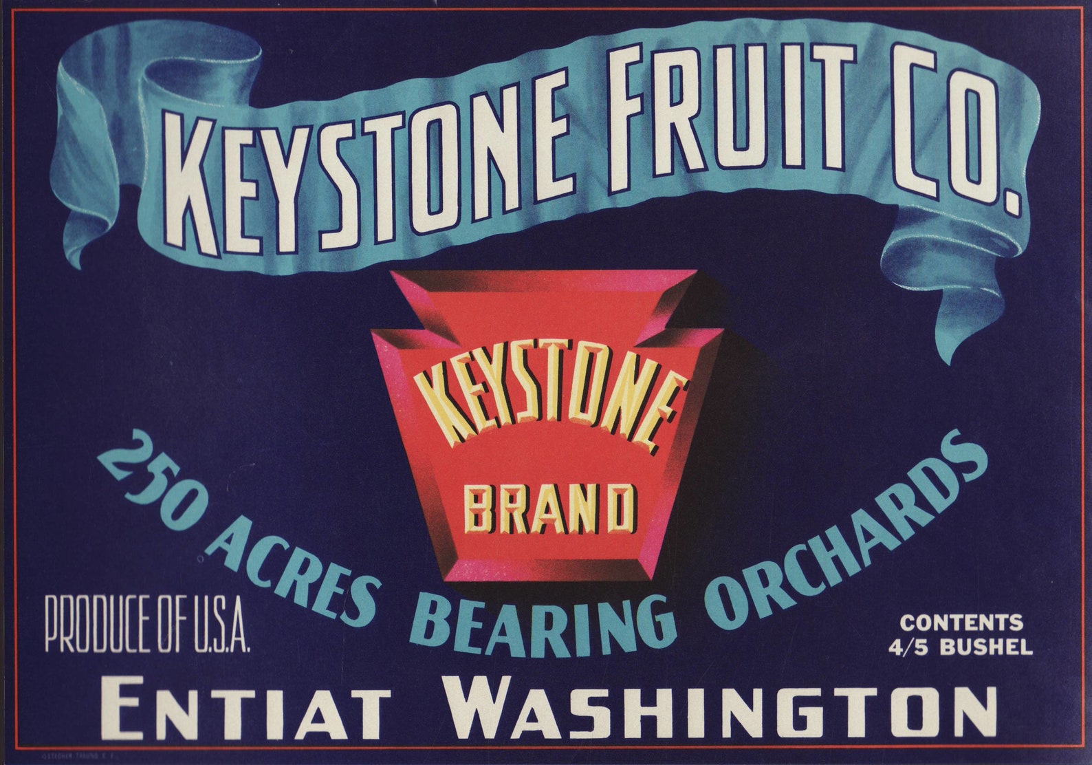 Vintage Fruit Crate Label - Keystone Fruit Co., Entiat, Washington - Etsy