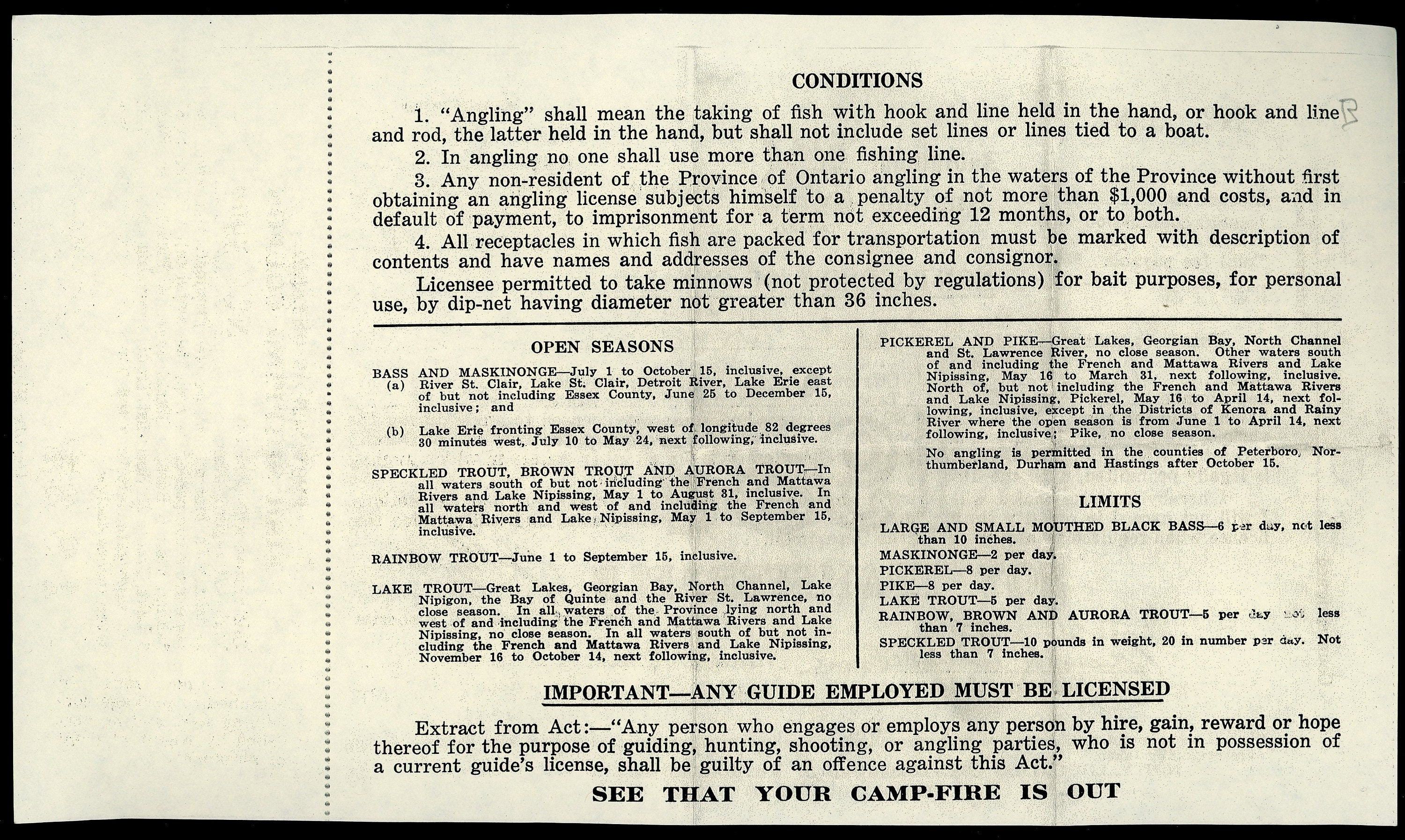 Vintage 1937 Fishing License. Province of Ontario, Canada. - Etsy