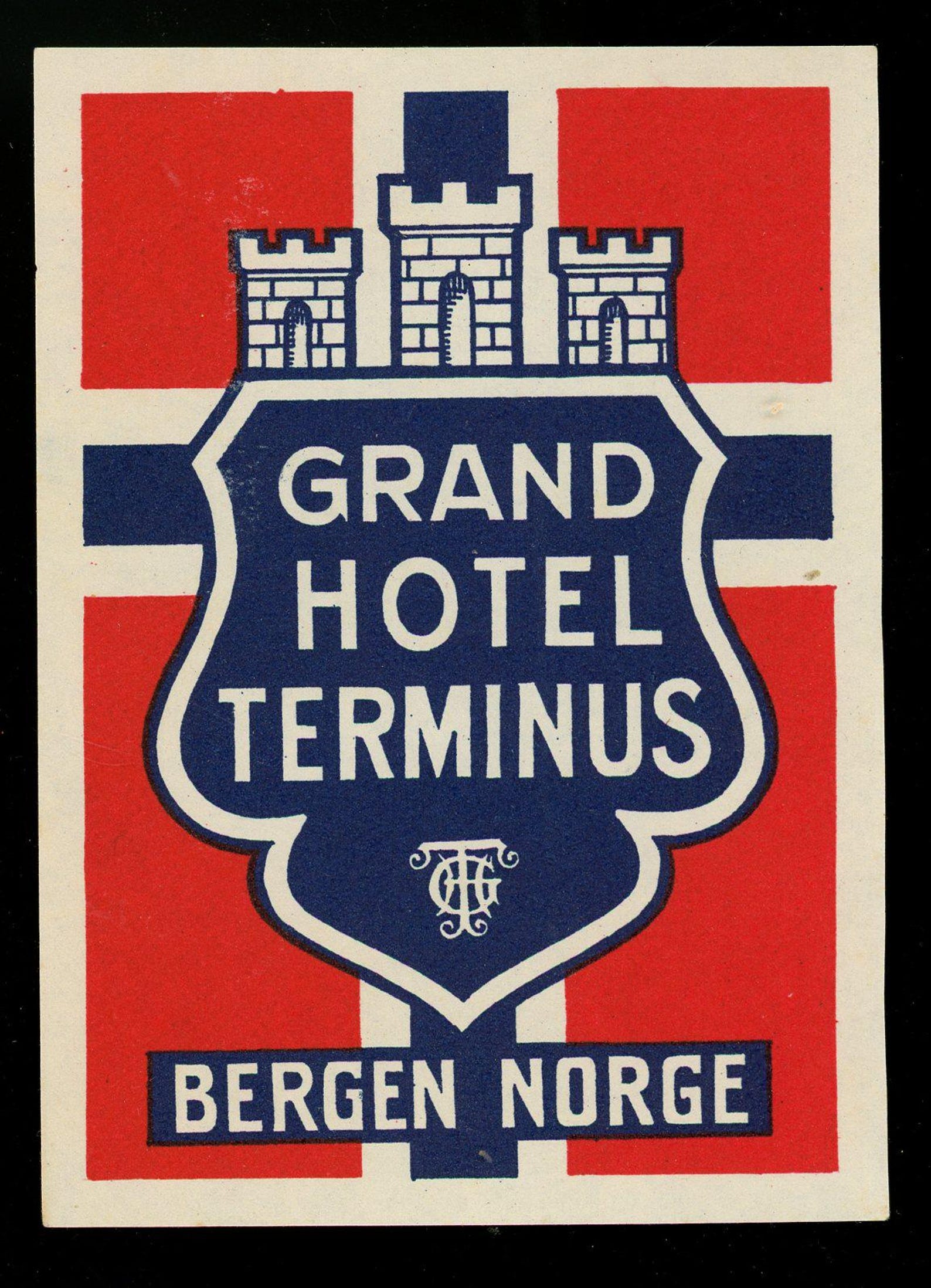 Vintage Jet Set Luggage Label - Grand Hotel Terminus, Bergen, Norway ...