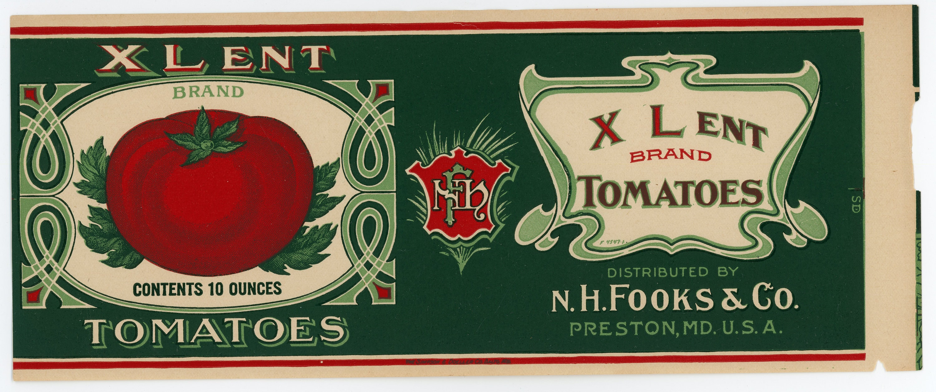 Vintage Tomato Can Label. X L Ent Brand Tomatoes. H. H. Fooks & Co ...