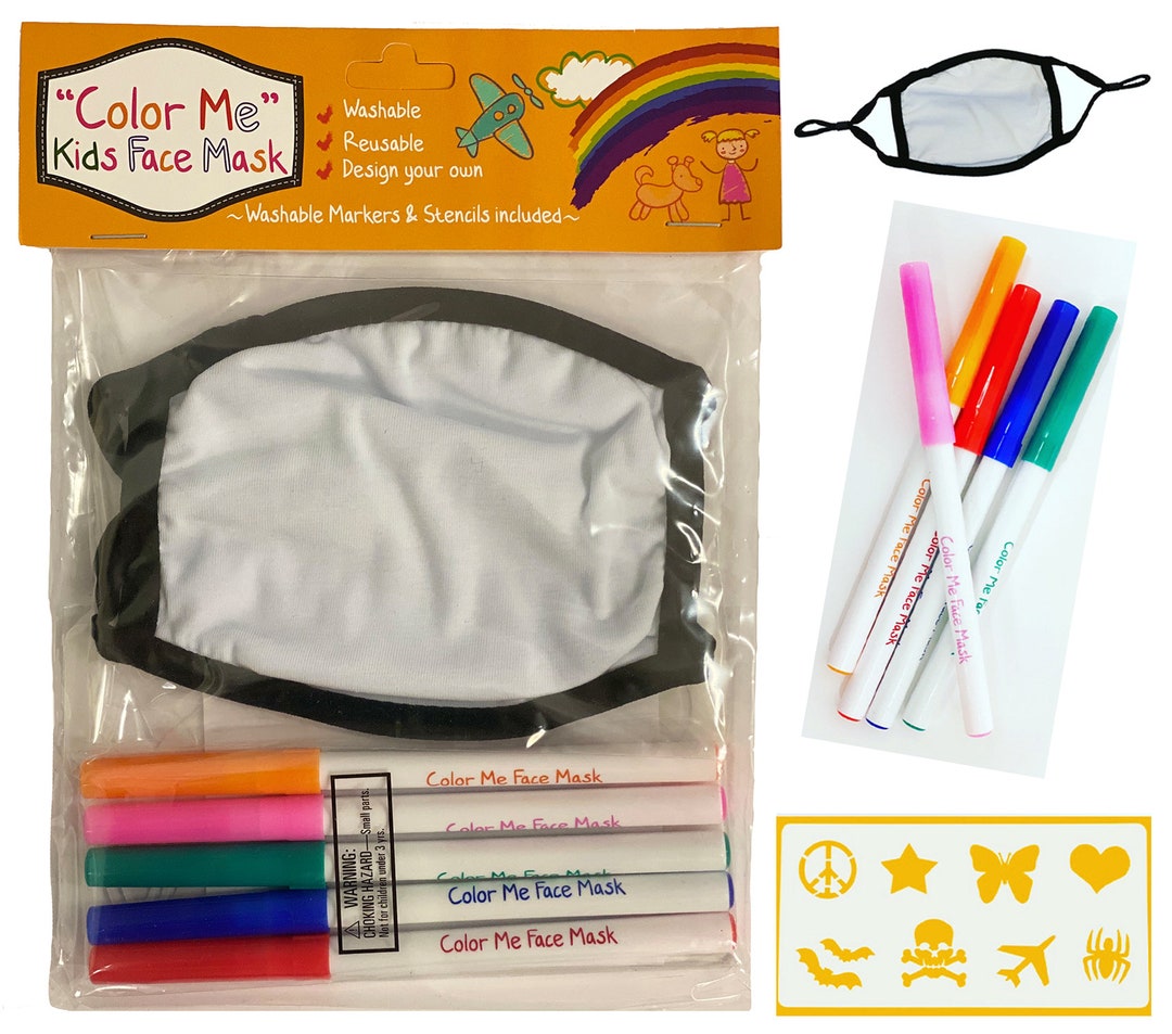 Kids Coloring Face Mask Wash and Color Again and AGAIN! Adjustable ...