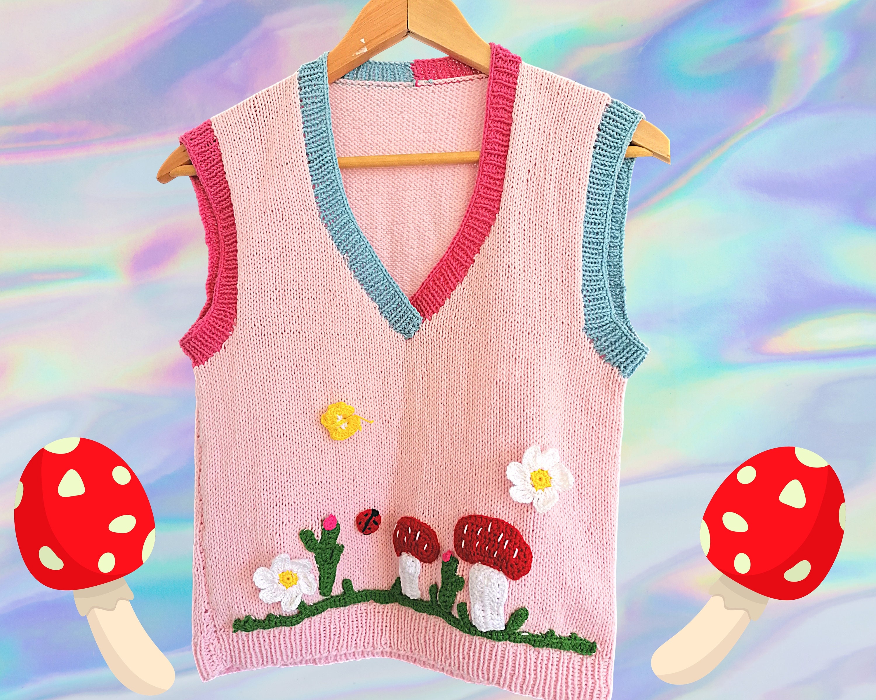 Magic Mushroom Crochet Top | Vaporwave Crop Top | Knit Bikini Top ...