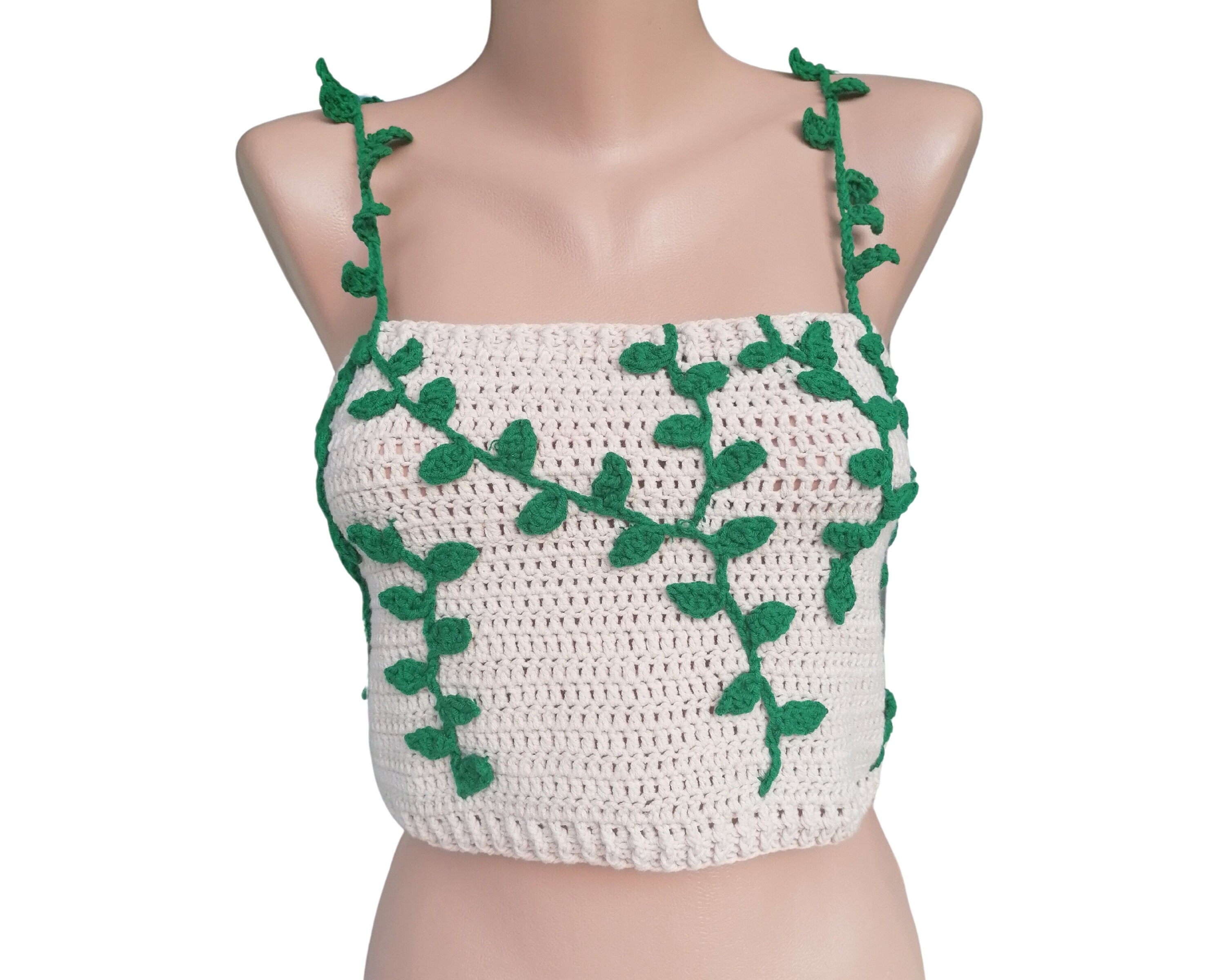 Handmade Poison Ivy Costume Crochet Halter Top Festival Y2k Clothing ...