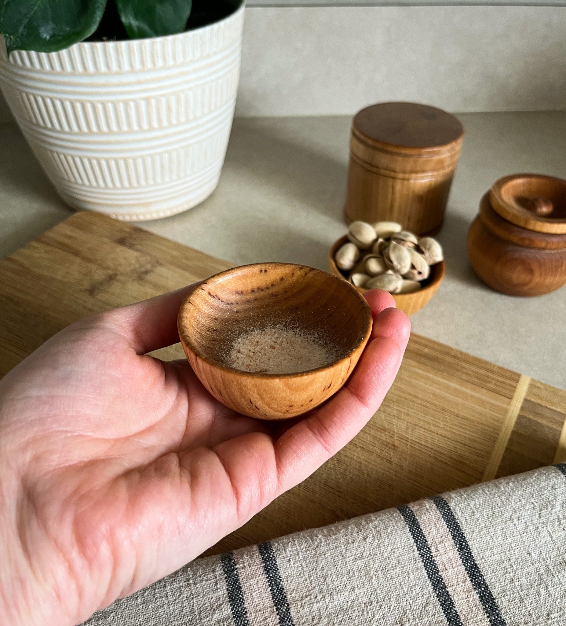 Wood Pinch Bowl/wood Dipping Bowl/pinch Bowl/wooden Condiment Bowl/wood ...