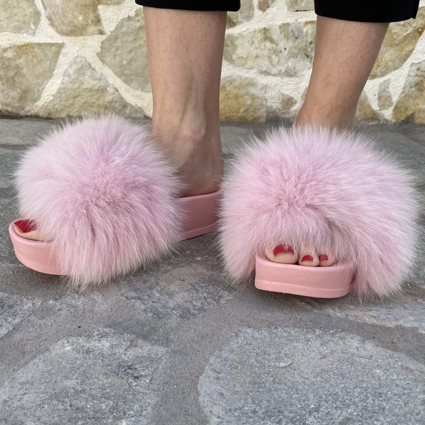 Fluffy Slides - Etsy
