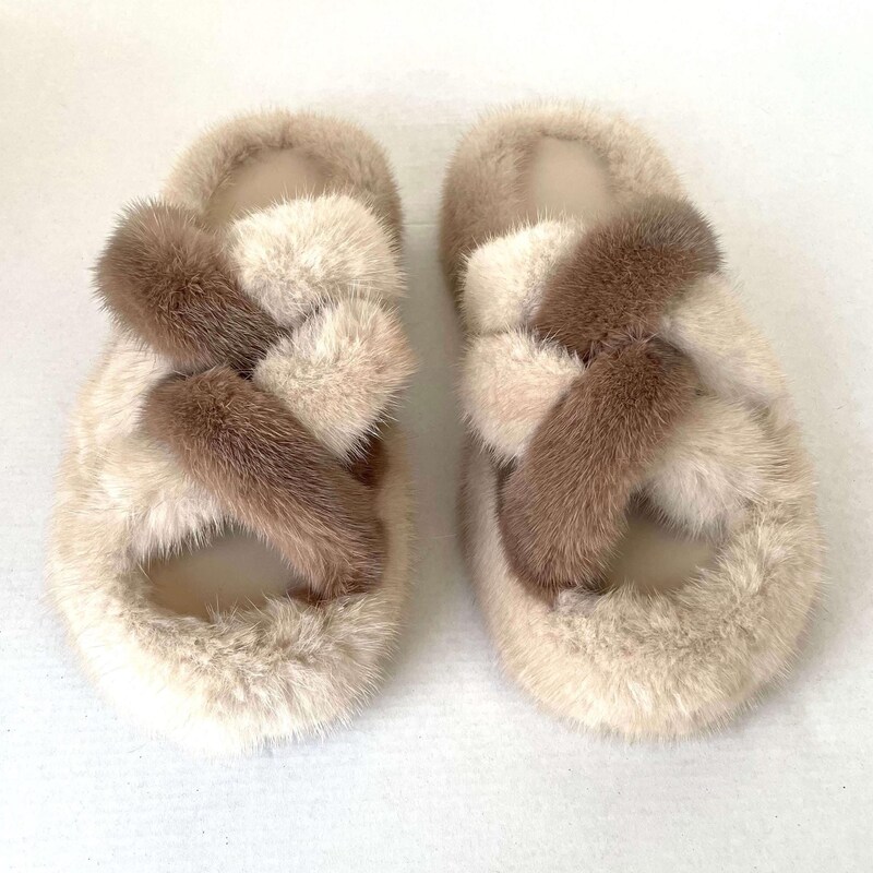 Mink Fur Slides - Etsy
