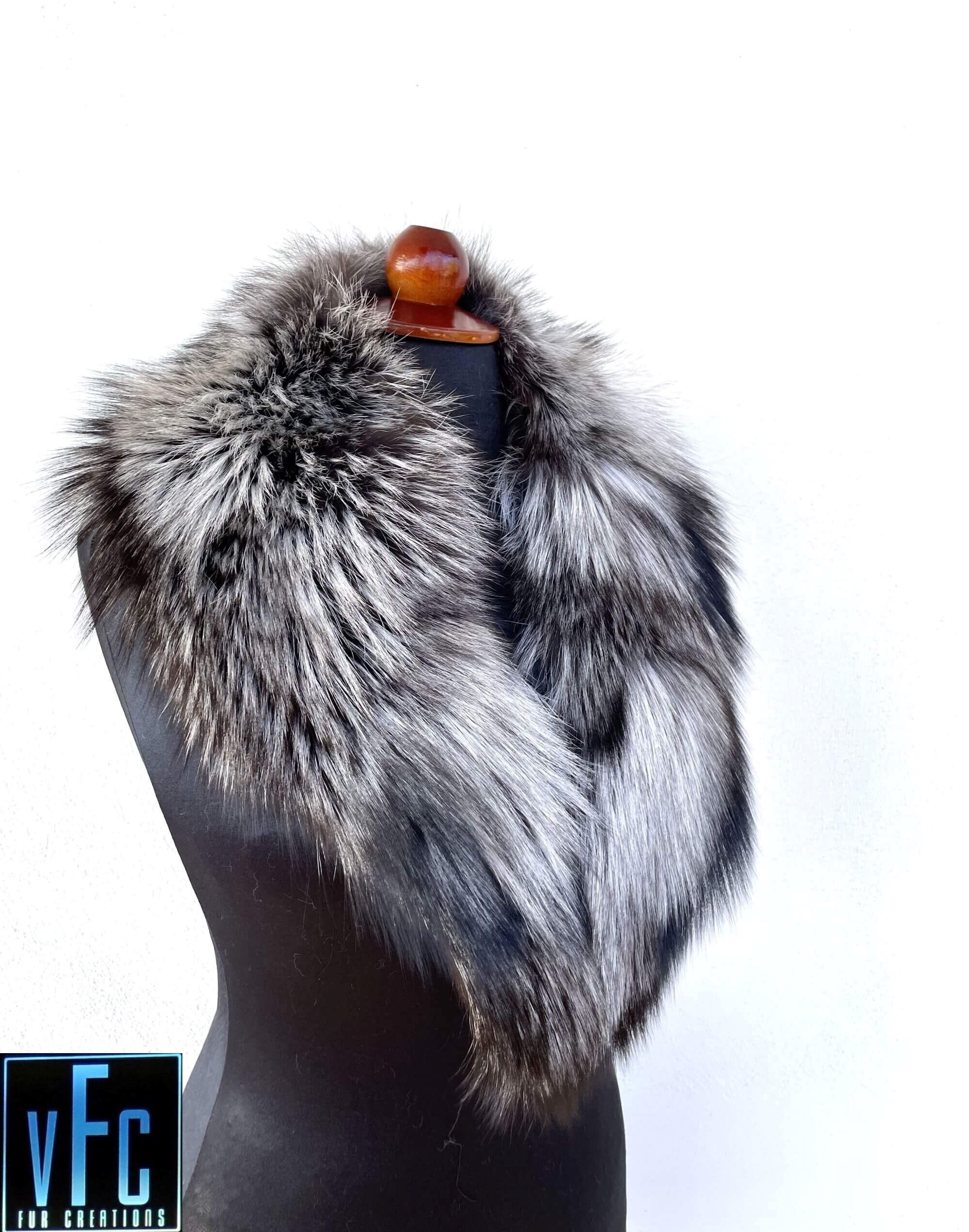 Silver Fox Fur Collar Real Fox Fur Collar Handmade Collar - Etsy