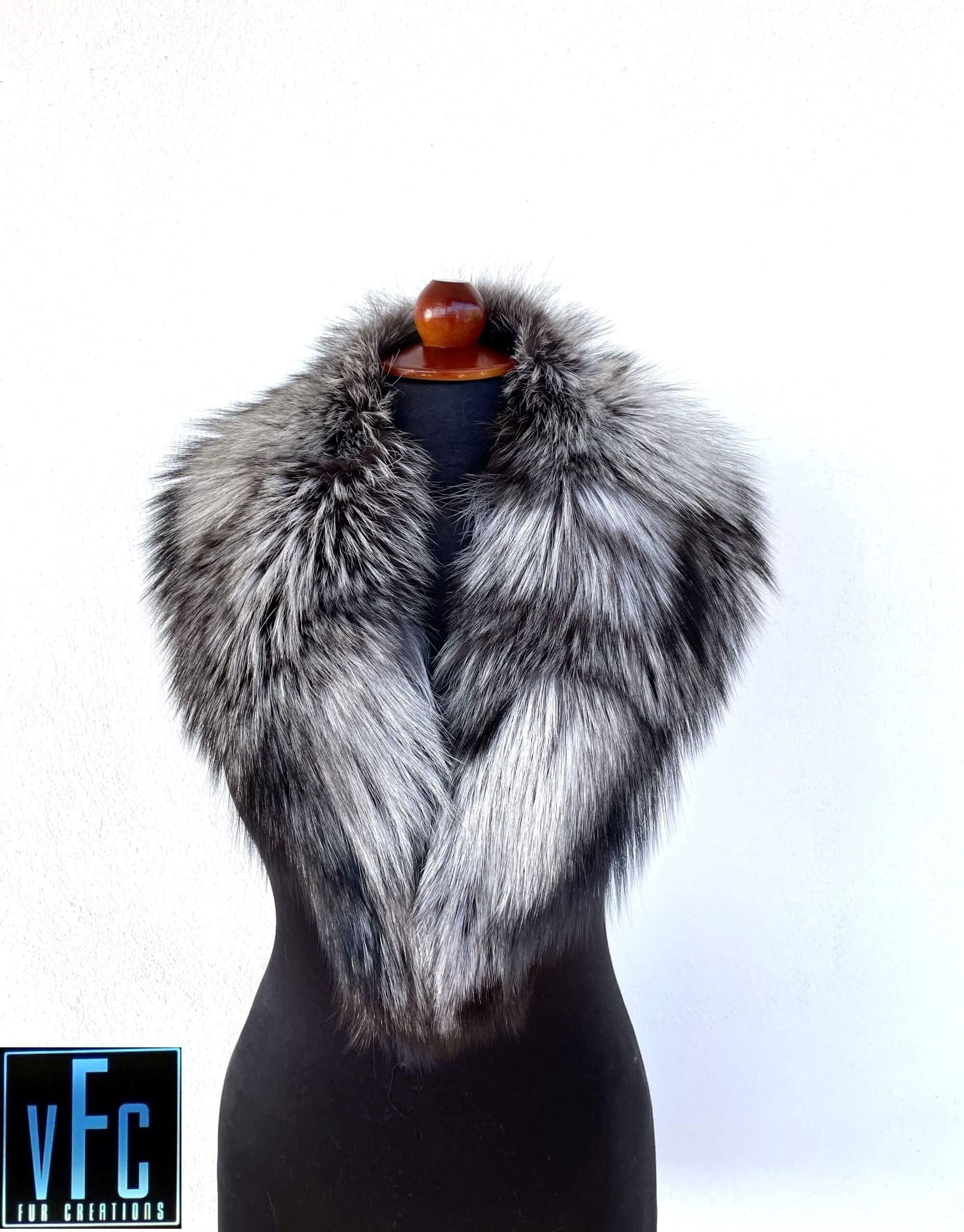 Silver Fox Fur Collar Real Fox Fur Collar Handmade Collar - Etsy