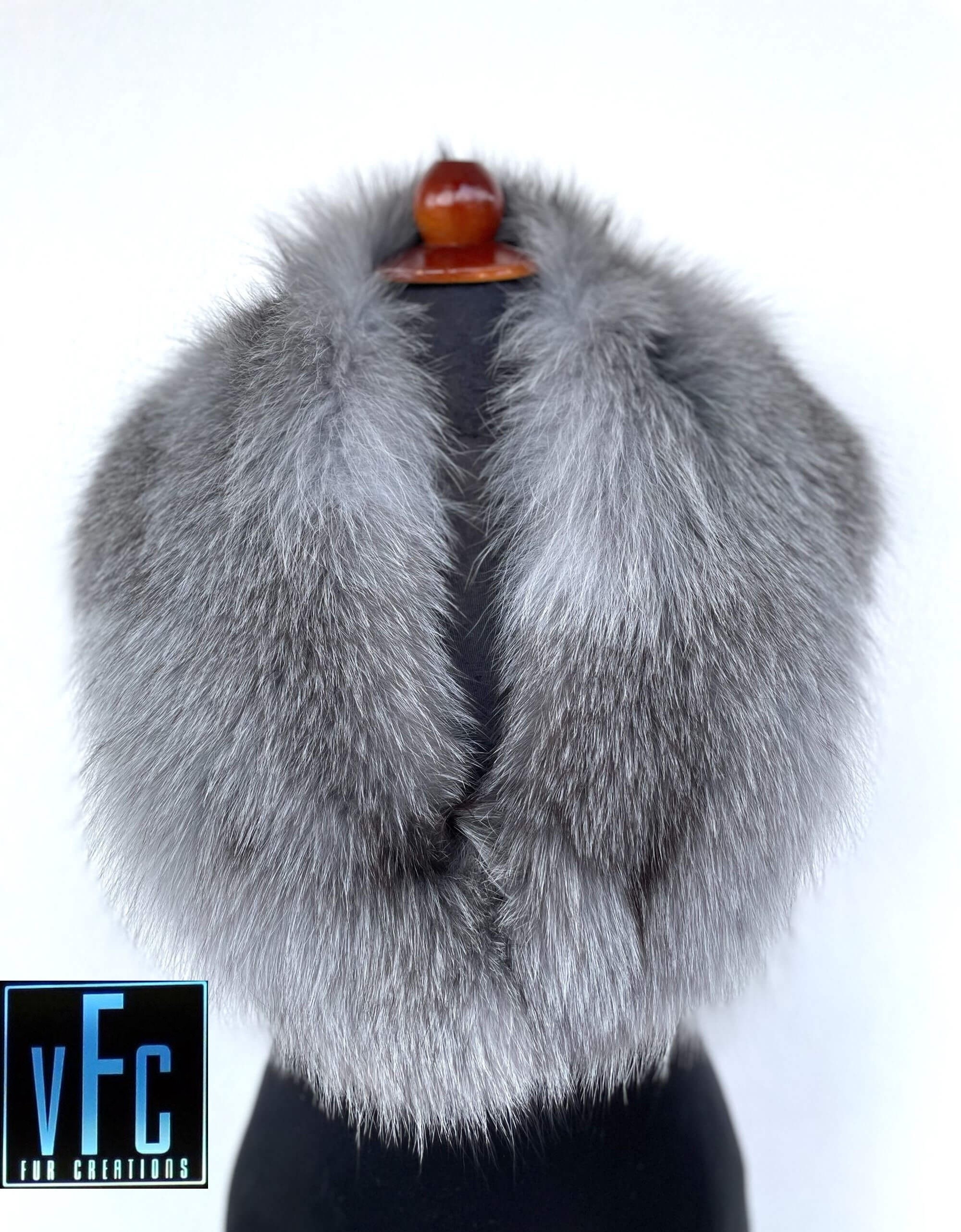 Sapphire Frost Fox Fur Collar Real Fox Fur Collar Handmade - Etsy