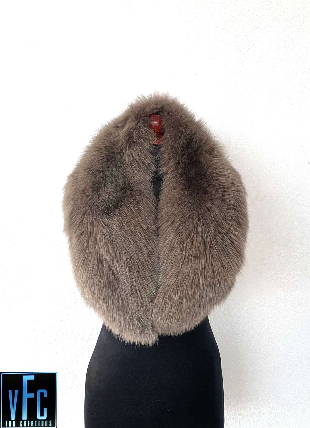 Pastel Brown Fox Fur Collar, Real Fox Fur Collar, Handmade Fur Collar ...