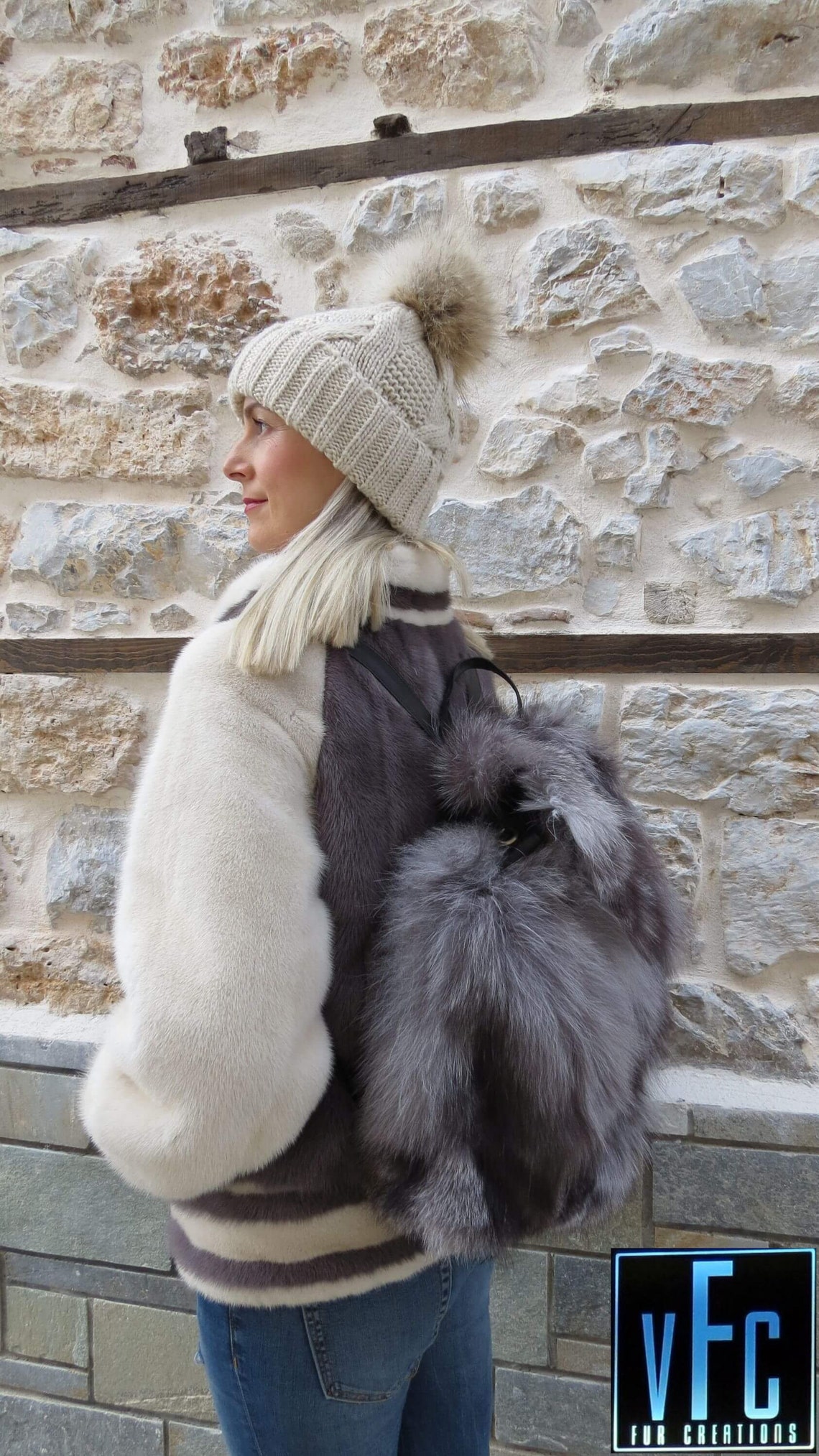 Silver Fox Fur Backpack Real Fox Fur Bag Luxury Backpack - Etsy