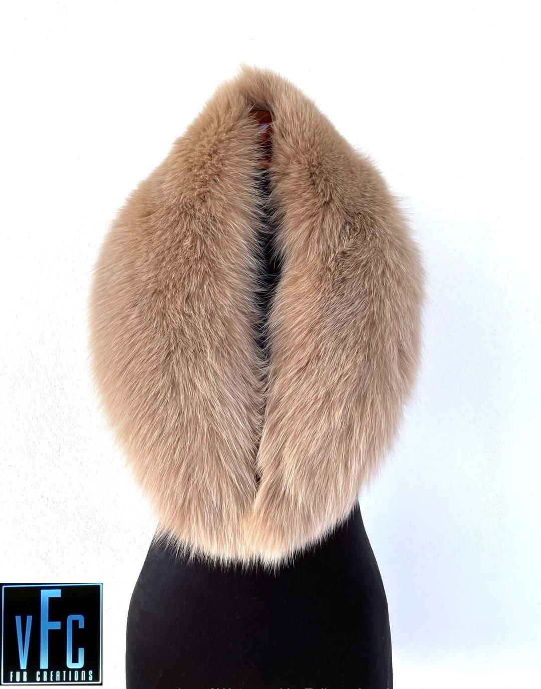Camel Fox Fur Collar, Real Fox Fur Collar, Handmade Collar, Luxury ...