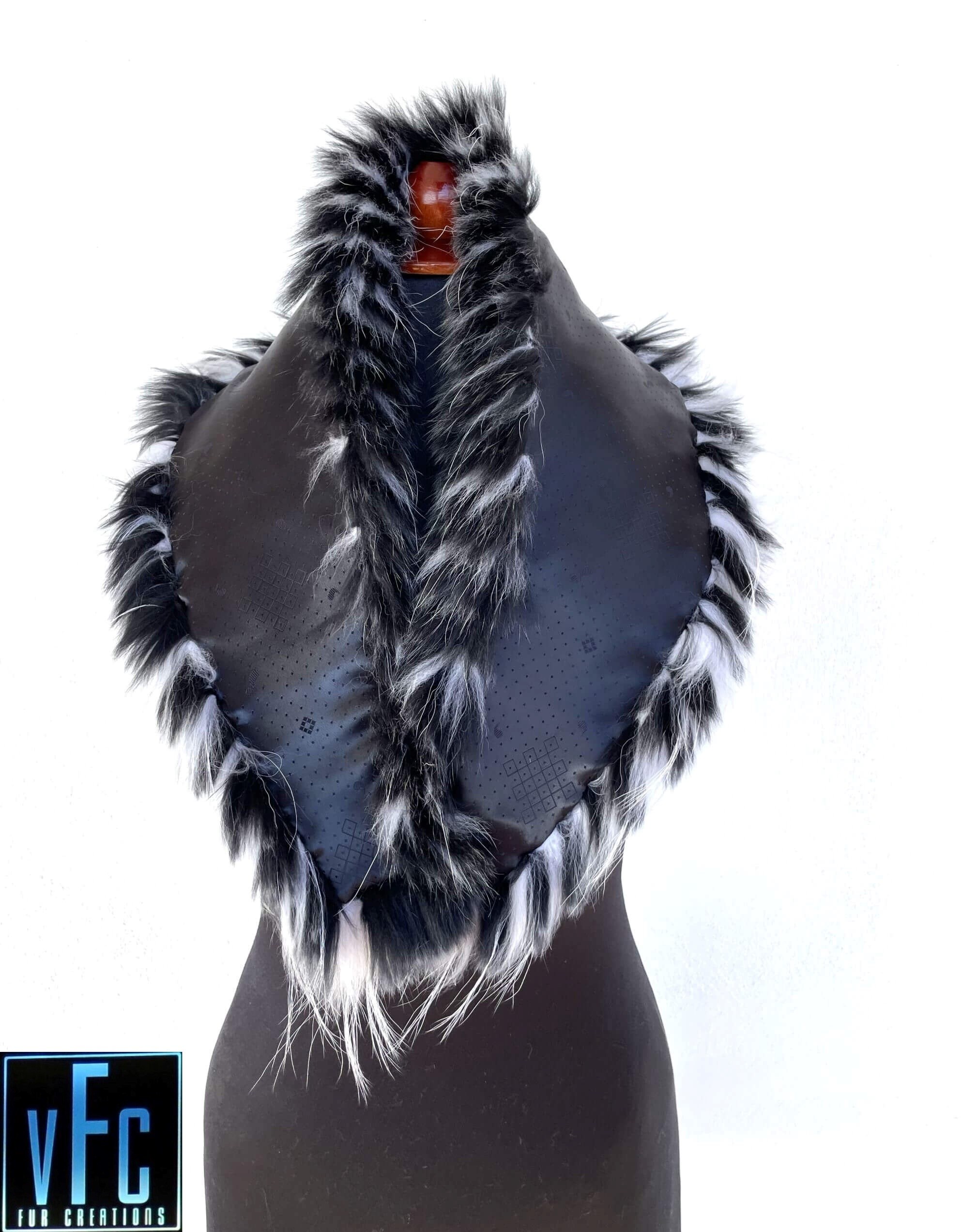 Black and White Fox Fur Collar Real Fox Fur Collar Handmade - Etsy