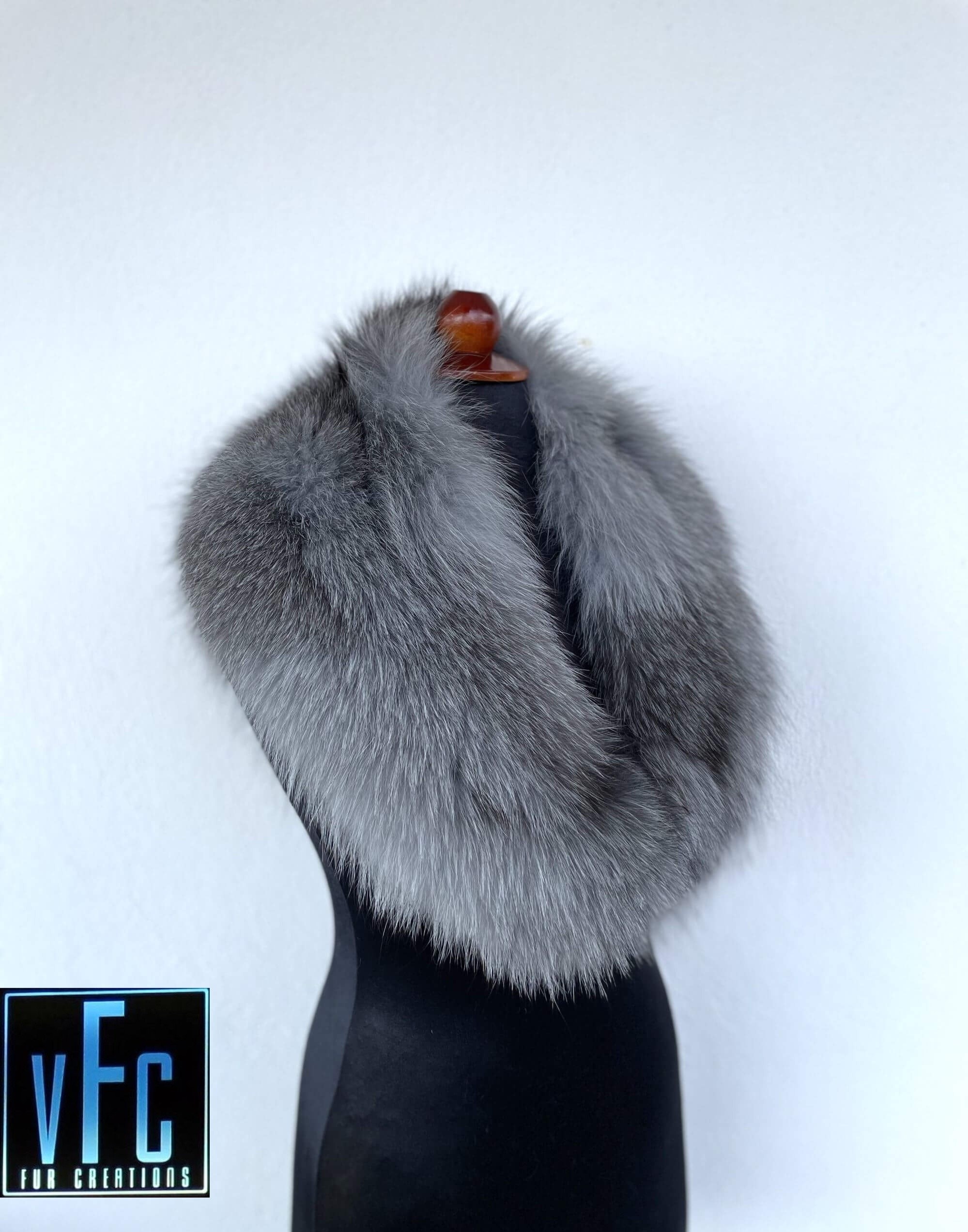 Sapphire Frost Fox Fur Collar Real Fox Fur Collar Handmade - Etsy