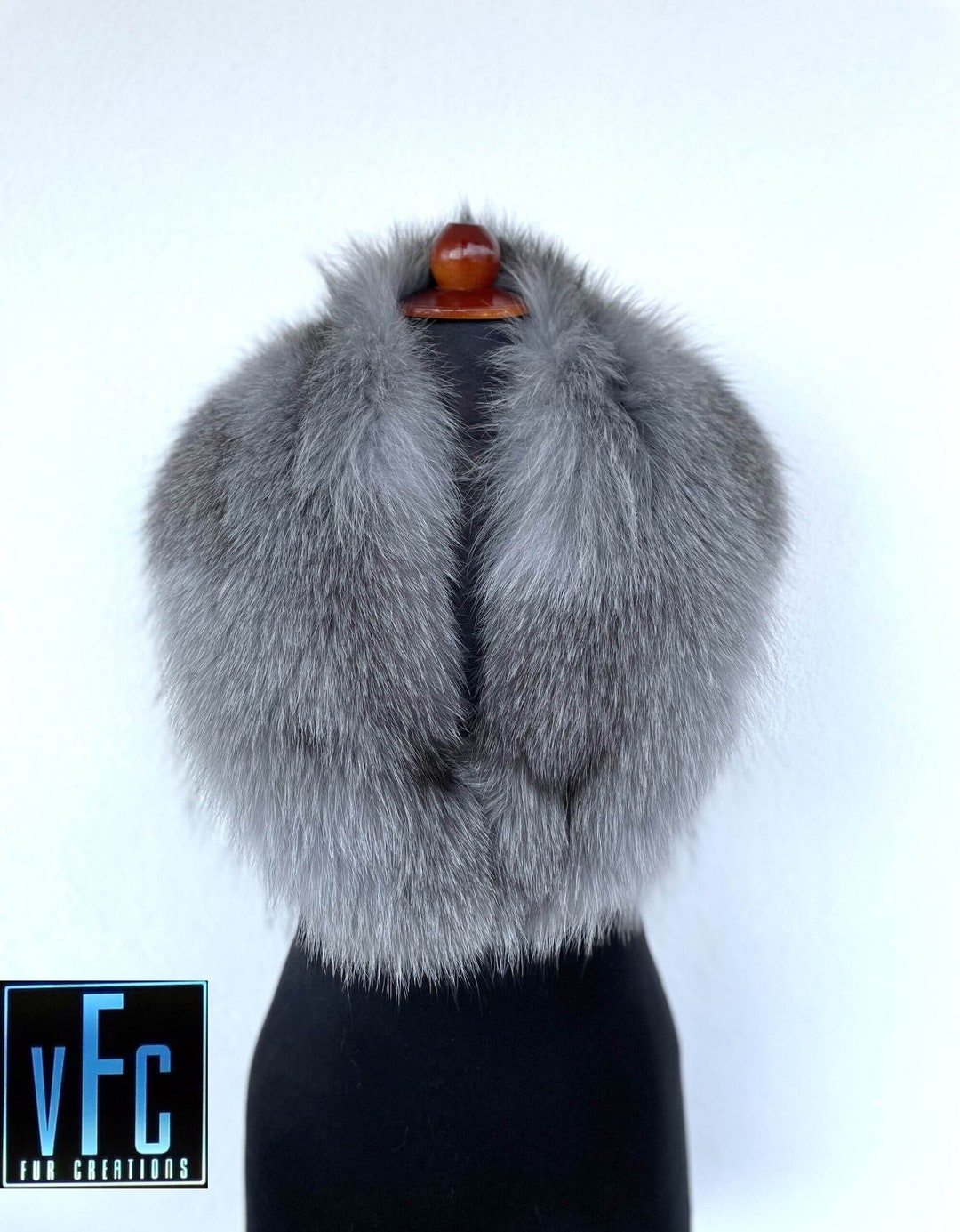 Sapphire Frost Fox Fur Collar, Real Fox Fur Collar, Handmade Collar ...