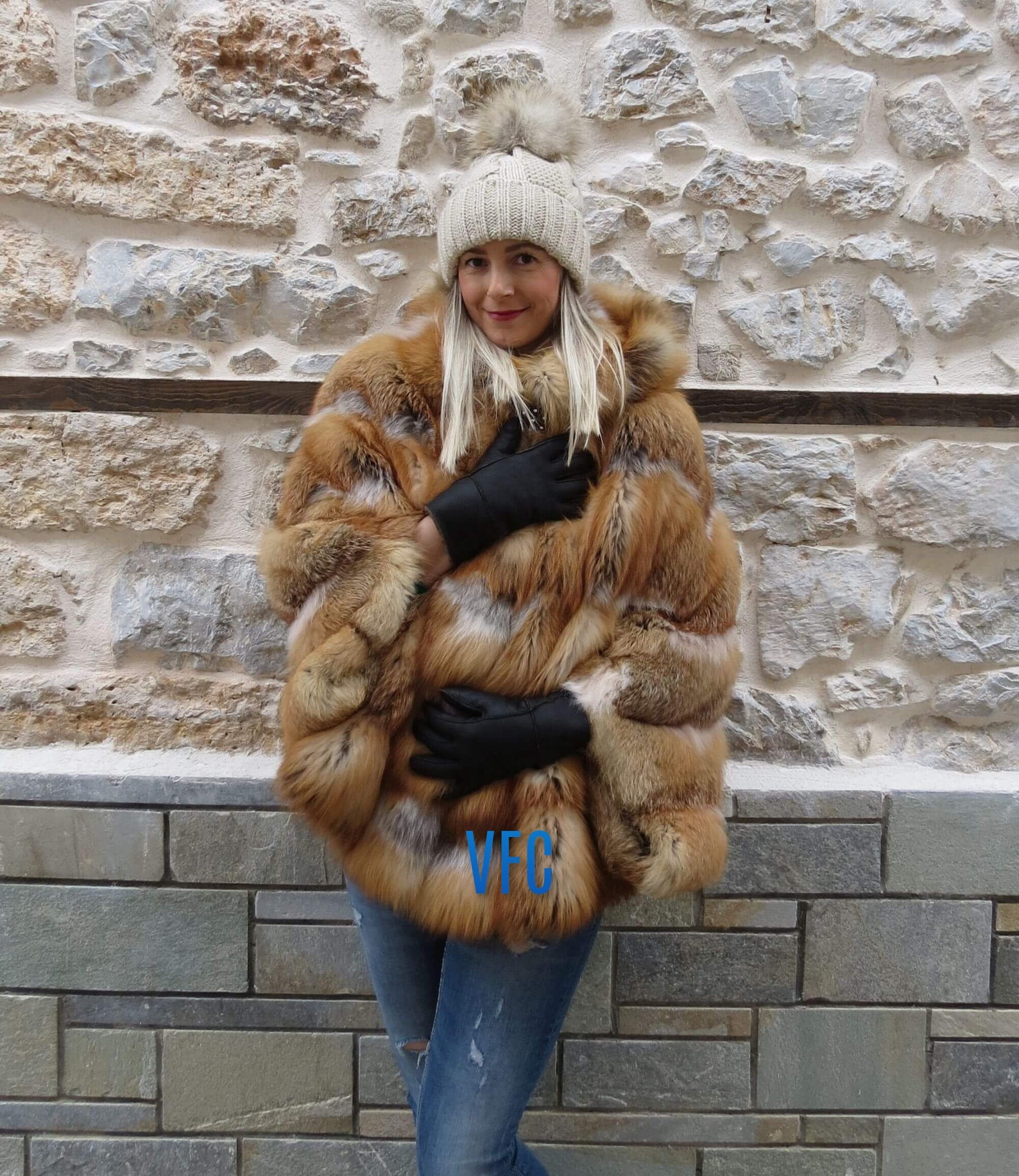 Real Fox Fur Cape Gold Fox Fur Cape With Wood Fluffy Fur - Etsy