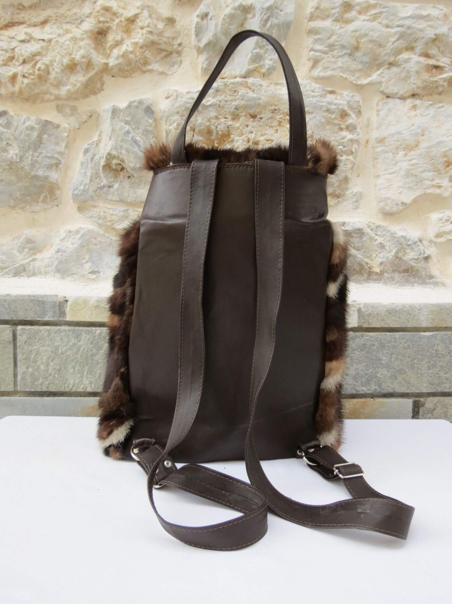 Multicolor Mink Fur Backpack Real Mink Fur Bag Luxury | Etsy