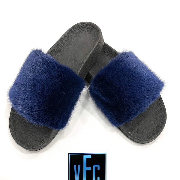 Mink Fur Slides - Etsy
