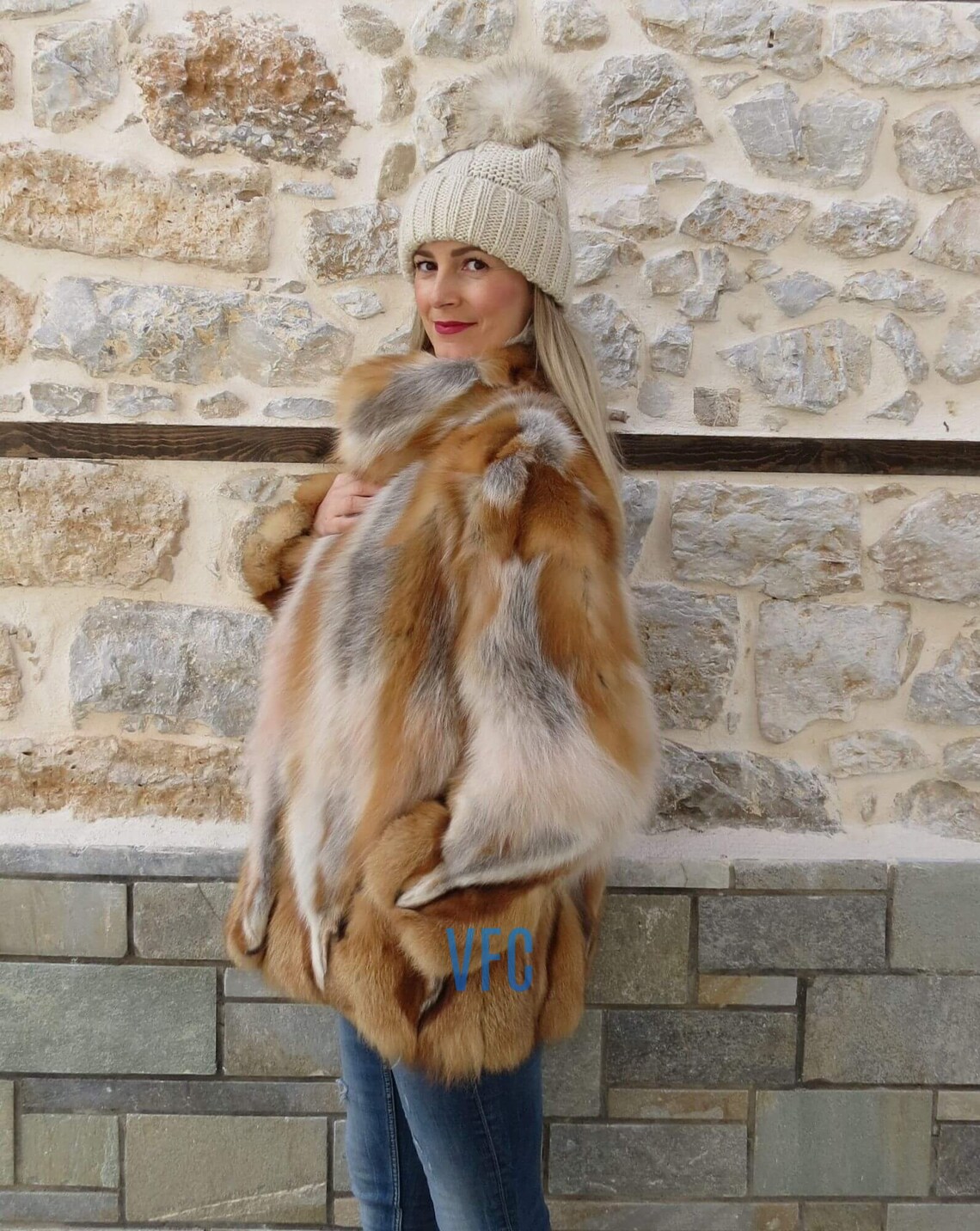 Real Fox Fur Jacket, Gold Fox Fur Jacket, Fluffy Fur Jacket, Luxury Fur ...