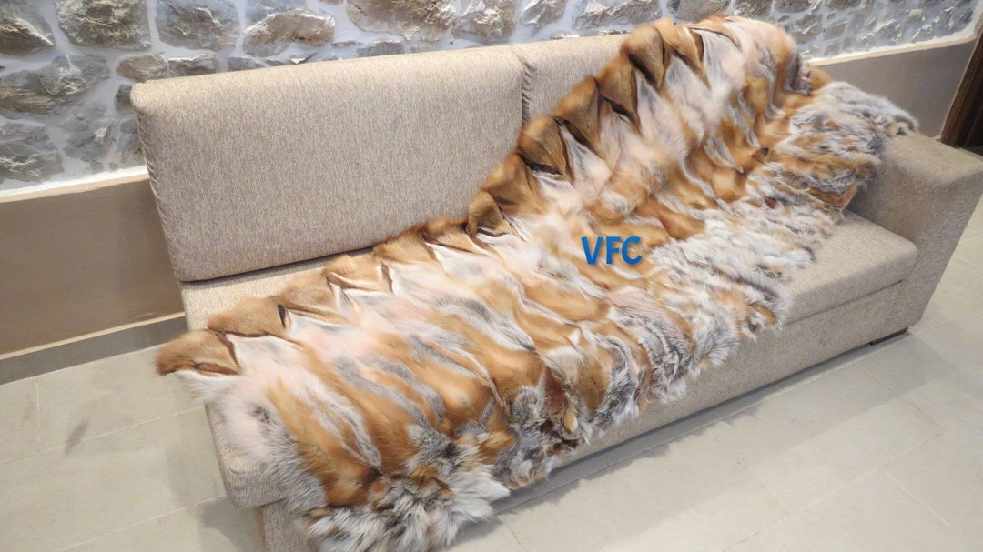 Canadian Red Fox Fur Throw Blanket, Throw Blanket, Luxury Blanket ...